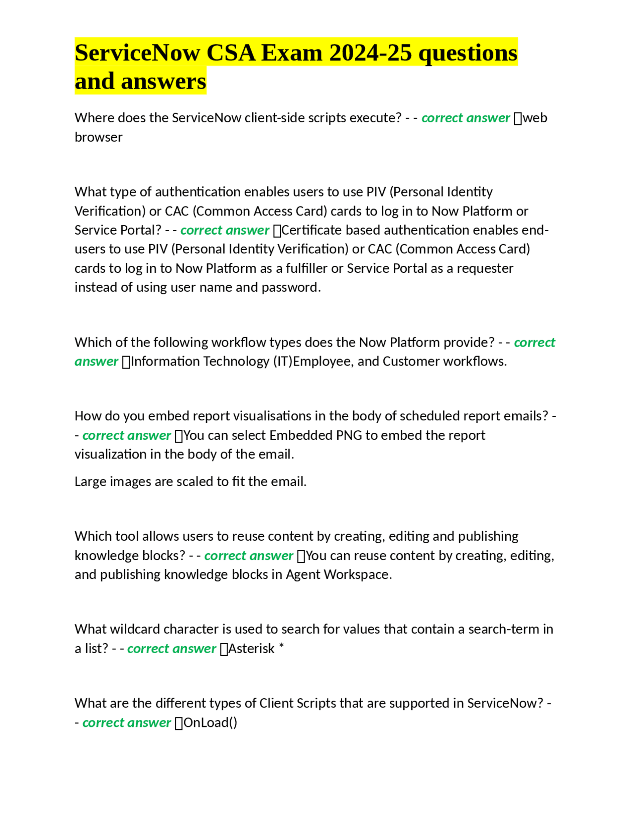 ServiceNow CSA Exam 2024-25 questions and answers | Exams Information ...