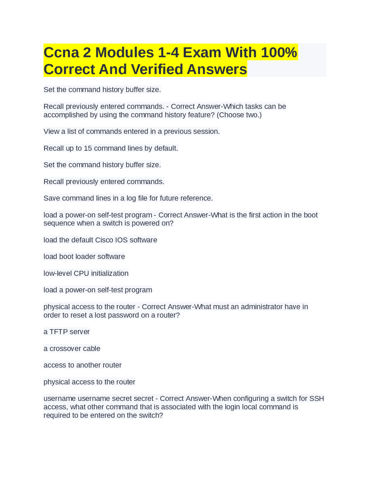 CCNA 2 Modules 1-4 Exam Questions and Answers | Exams Advanced ...