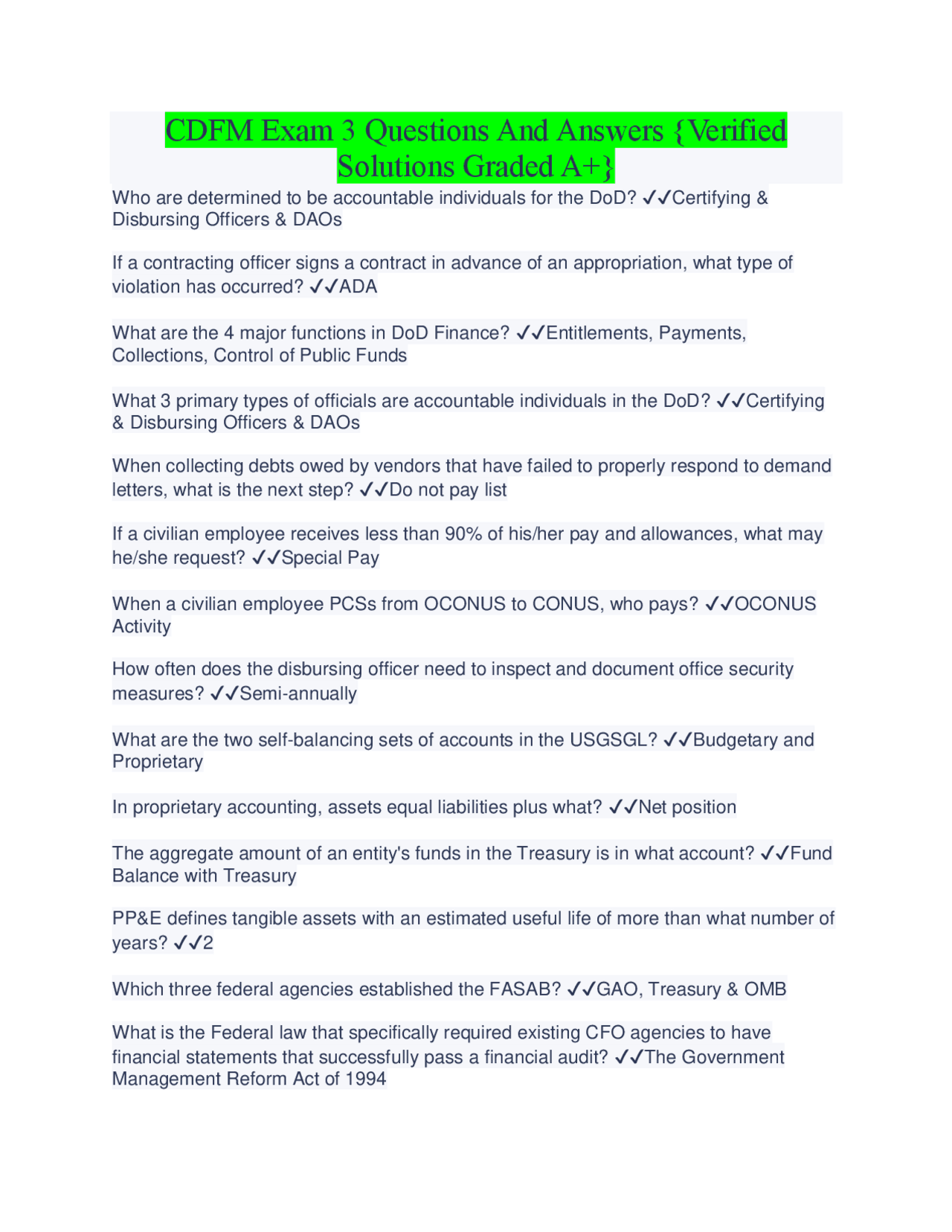 CDFM Exam 3 Questions And Answers {Verified Solutions Graded A+ ...