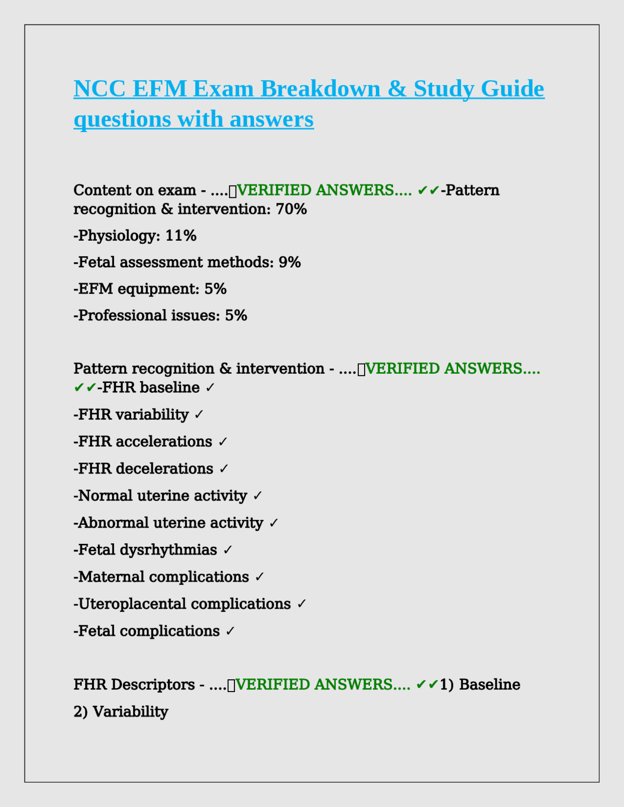 NCC EFM Exam Breakdown & Study Guide: Comprehensive Guide to Fetal ...
