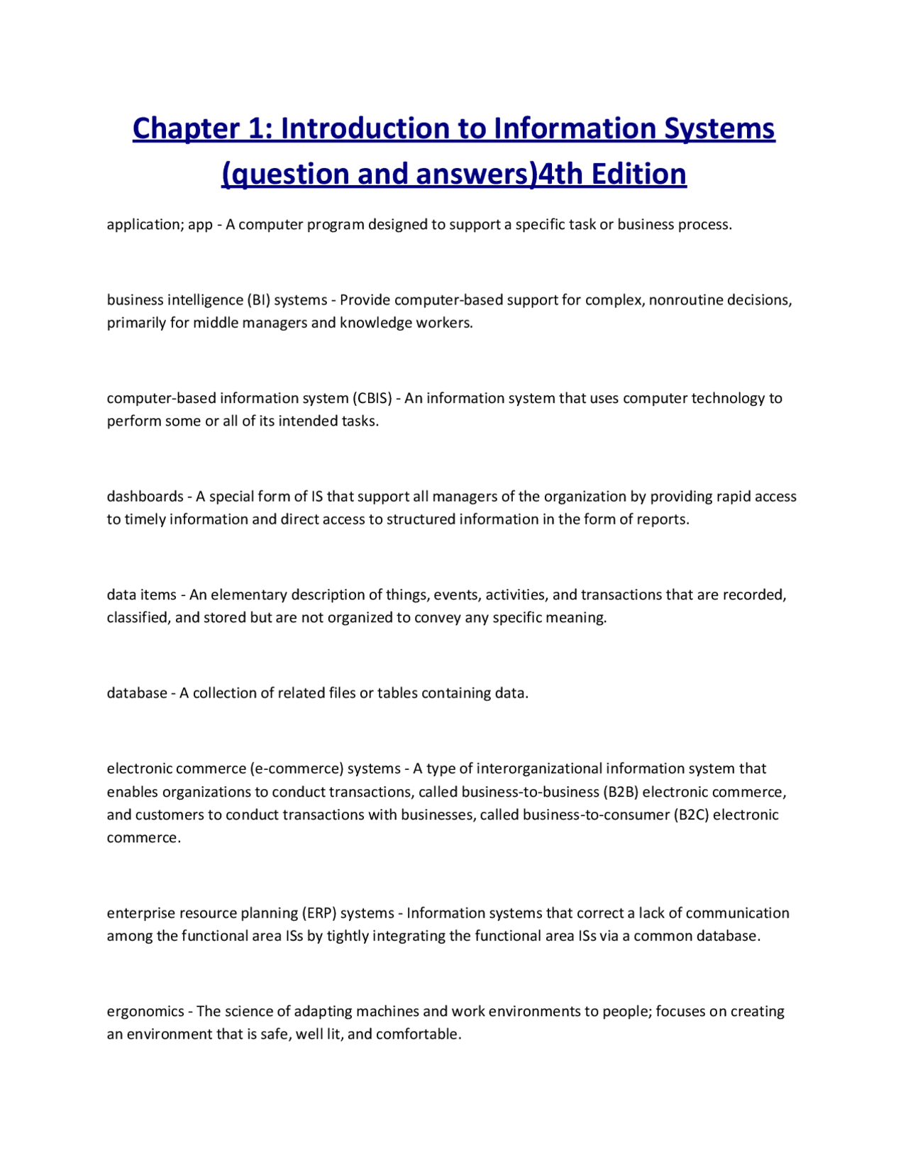 Introduction to Information Systems: Definitions and Concepts | Exams Information Systems | Docsity