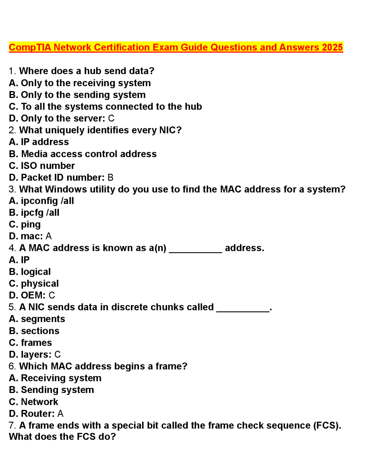 CompTIA Network Certification Exam Guide: Questions and Answers 2025 ...