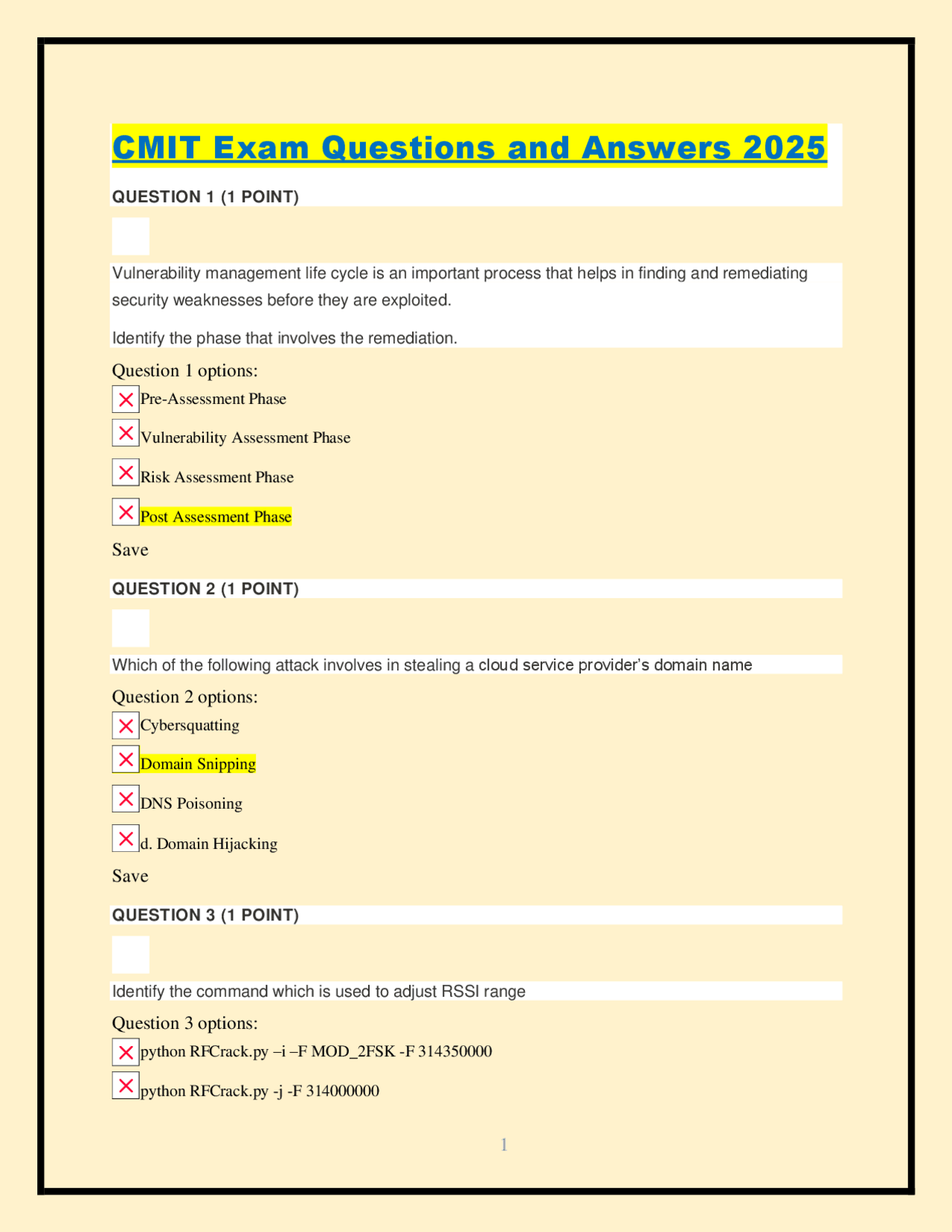 CMIT Exam Questions and Answers 2025: Cybersecurity Fundamentals ...