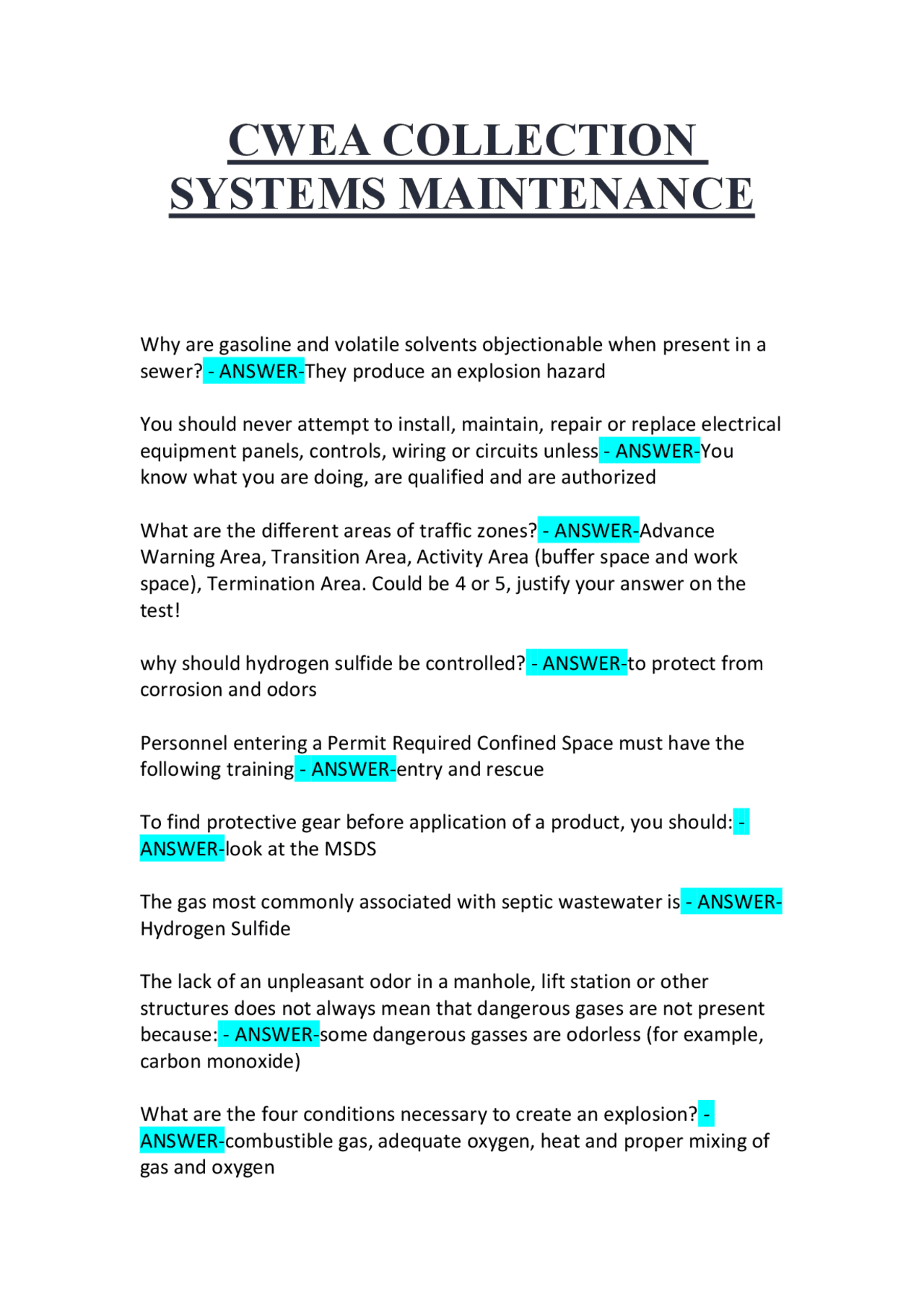 Wastewater Collection Systems Maintenance: Questions and Answers ...