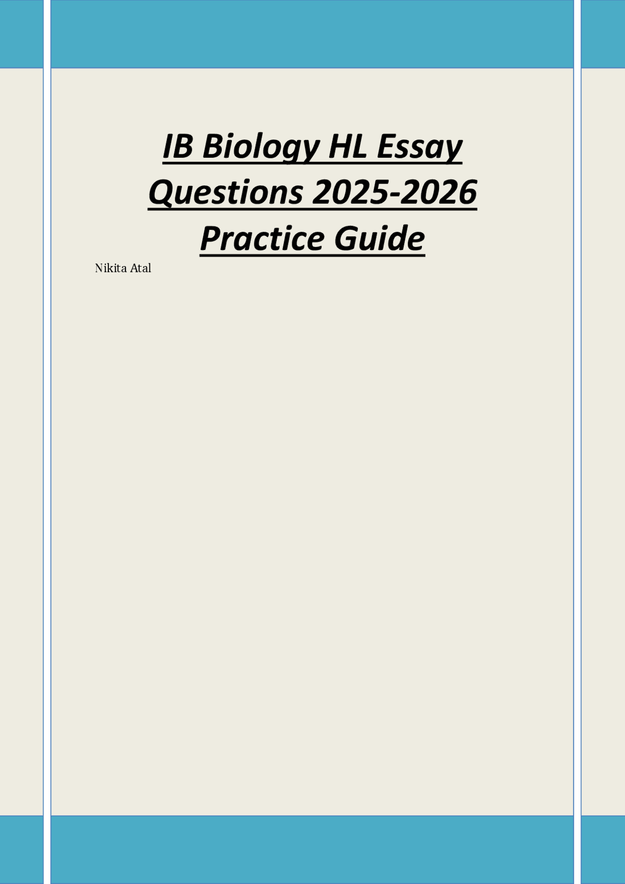 IB Biology HL Essay Questions 2025-2026: Practice Guide | Exams Biology ...