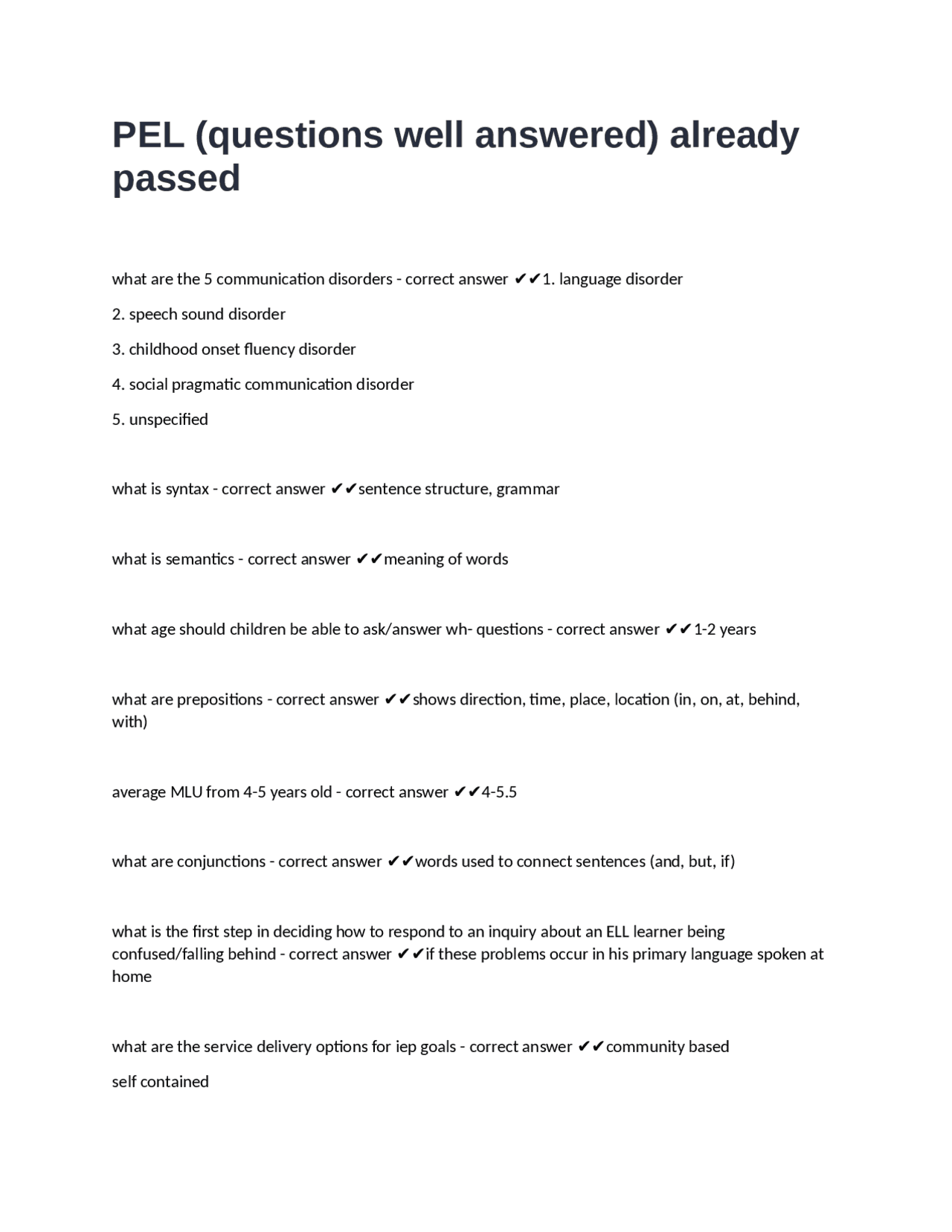 SLP ETS Practice Test Form 2: Questions and Answers | Exams Nursing ...