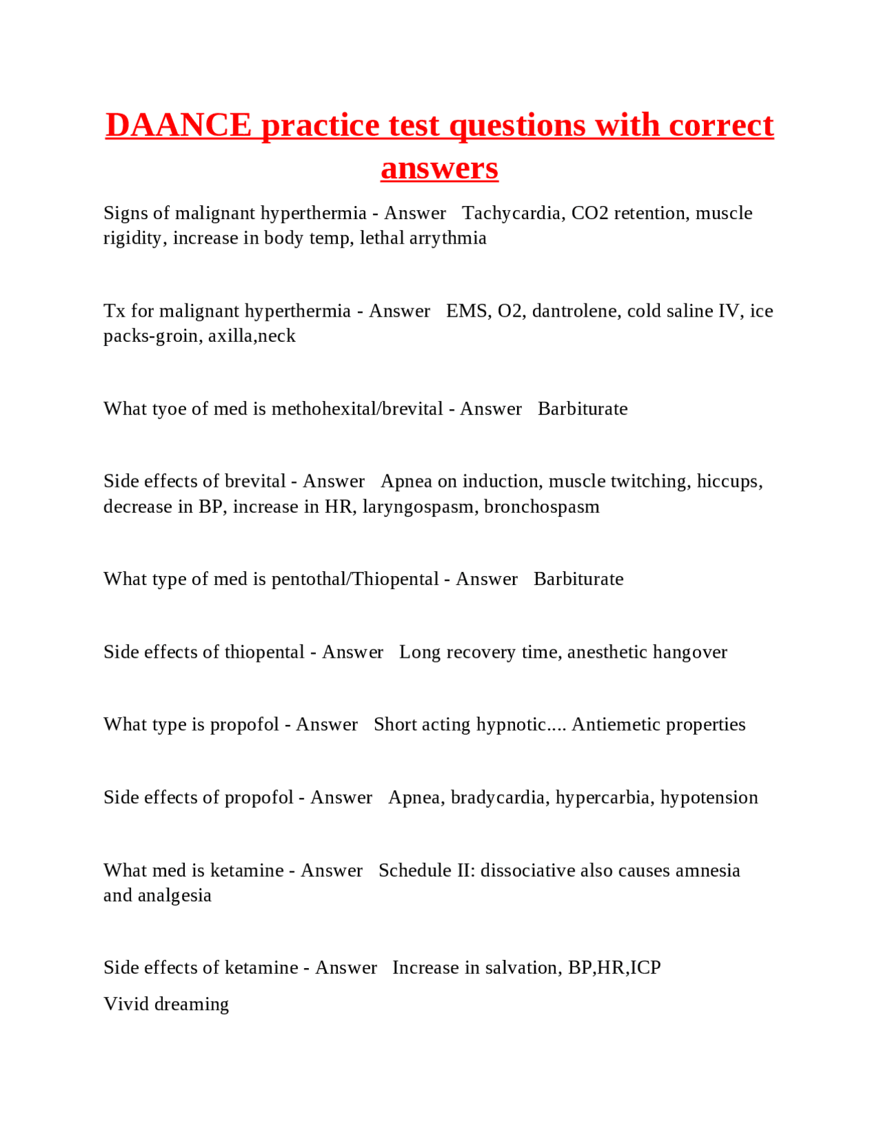 DAANCE practice test questions with correct answers | Exams Nursing ...