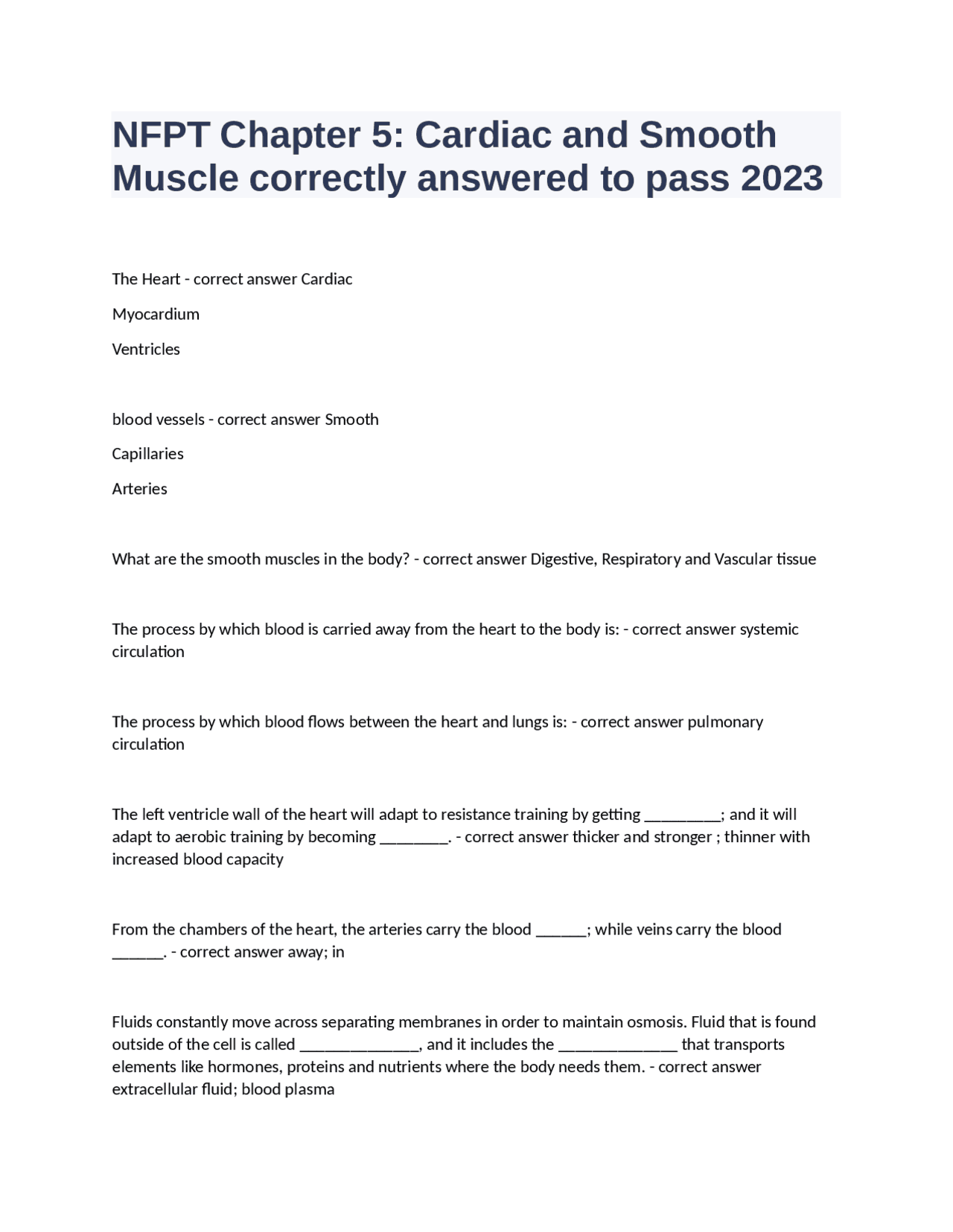 NFPT Chapter 5: Cardiac and Smooth Muscle - Quiz with Answers | Exams ...