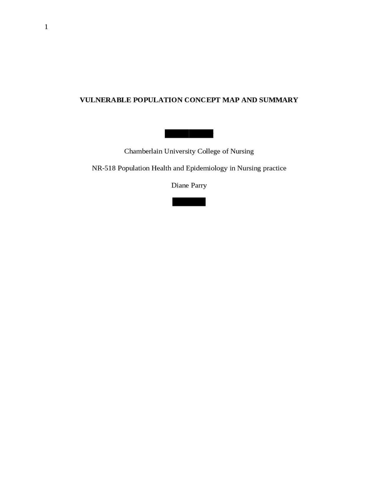 NR 518 Module 4 Assignment; Vulnerable Population Concept Map - Parts ...