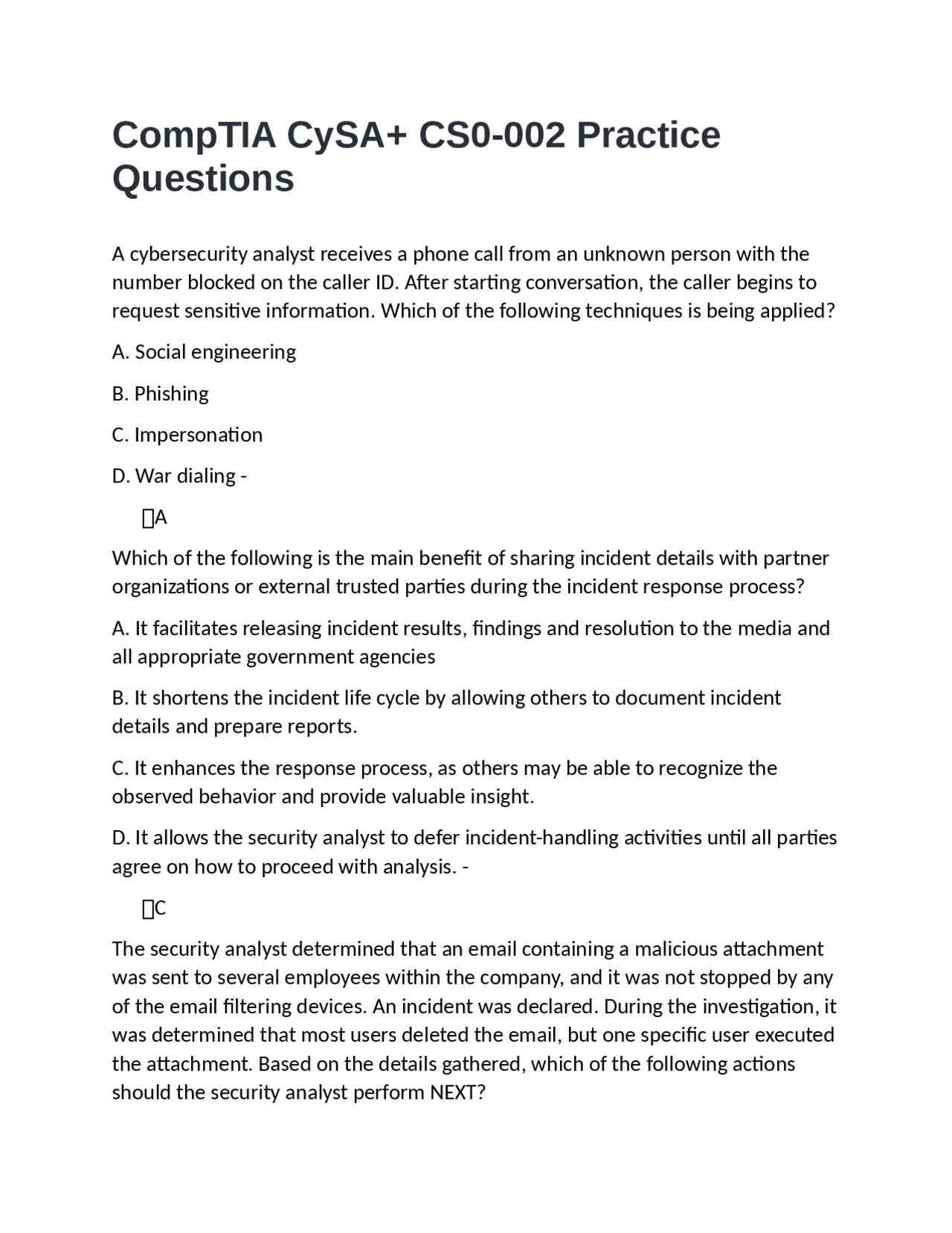 CompTIA CySA+ CS0-002 Practice Questions | Exams Cybercrime, Cybersecurity and Data Privacy ...