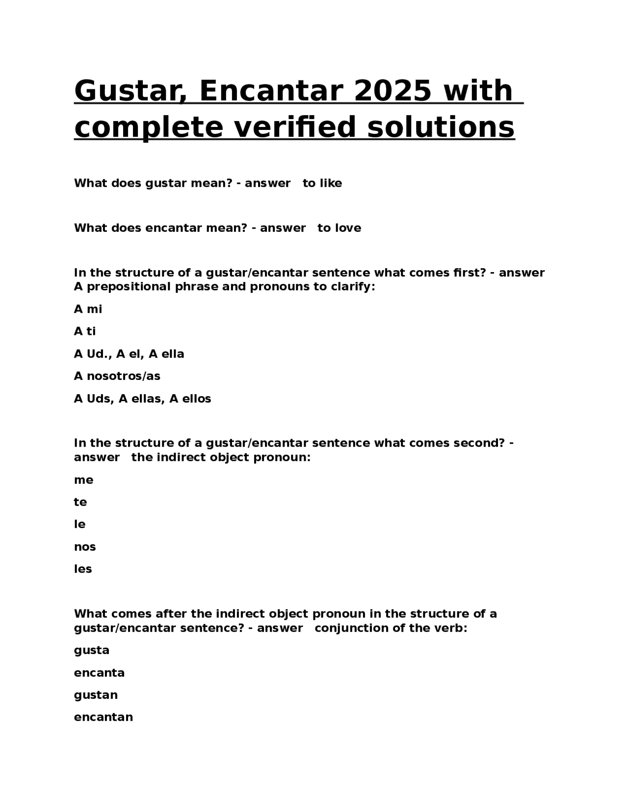 Gustar and Encantar: Spanish Verb Conjugation and Sentence Structure ...