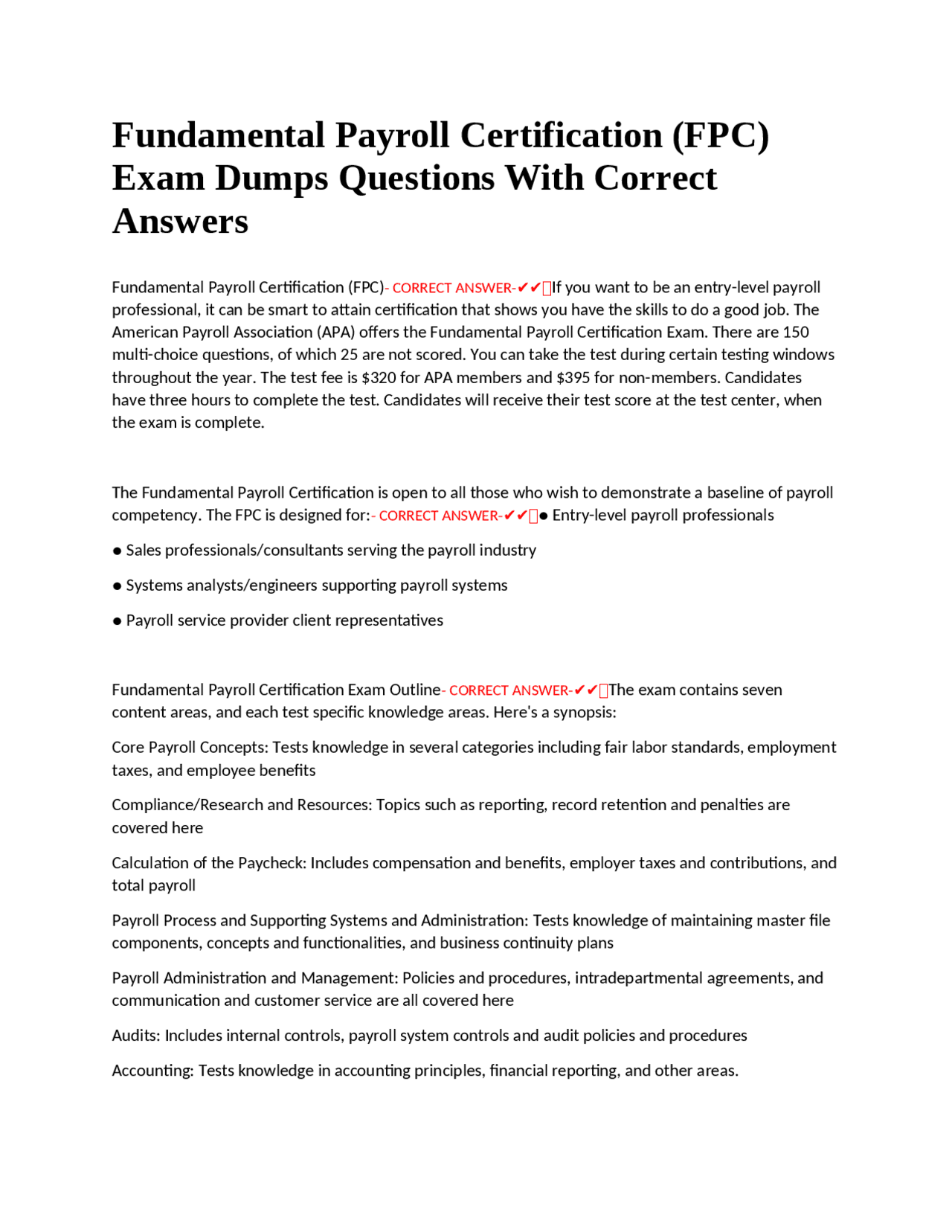 Fundamental Payroll Certification Fpc Exam Dumps Questions And Answers Exams Financial