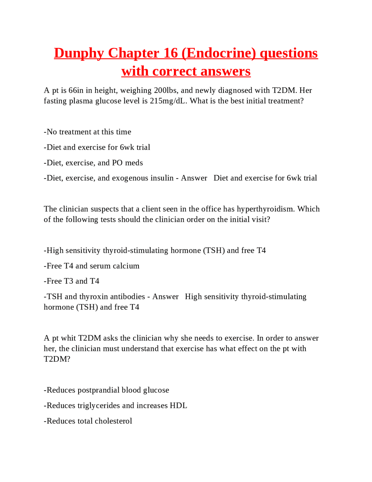Endocrine System: Multiple Choice Questions and Answers | Exams Nursing ...
