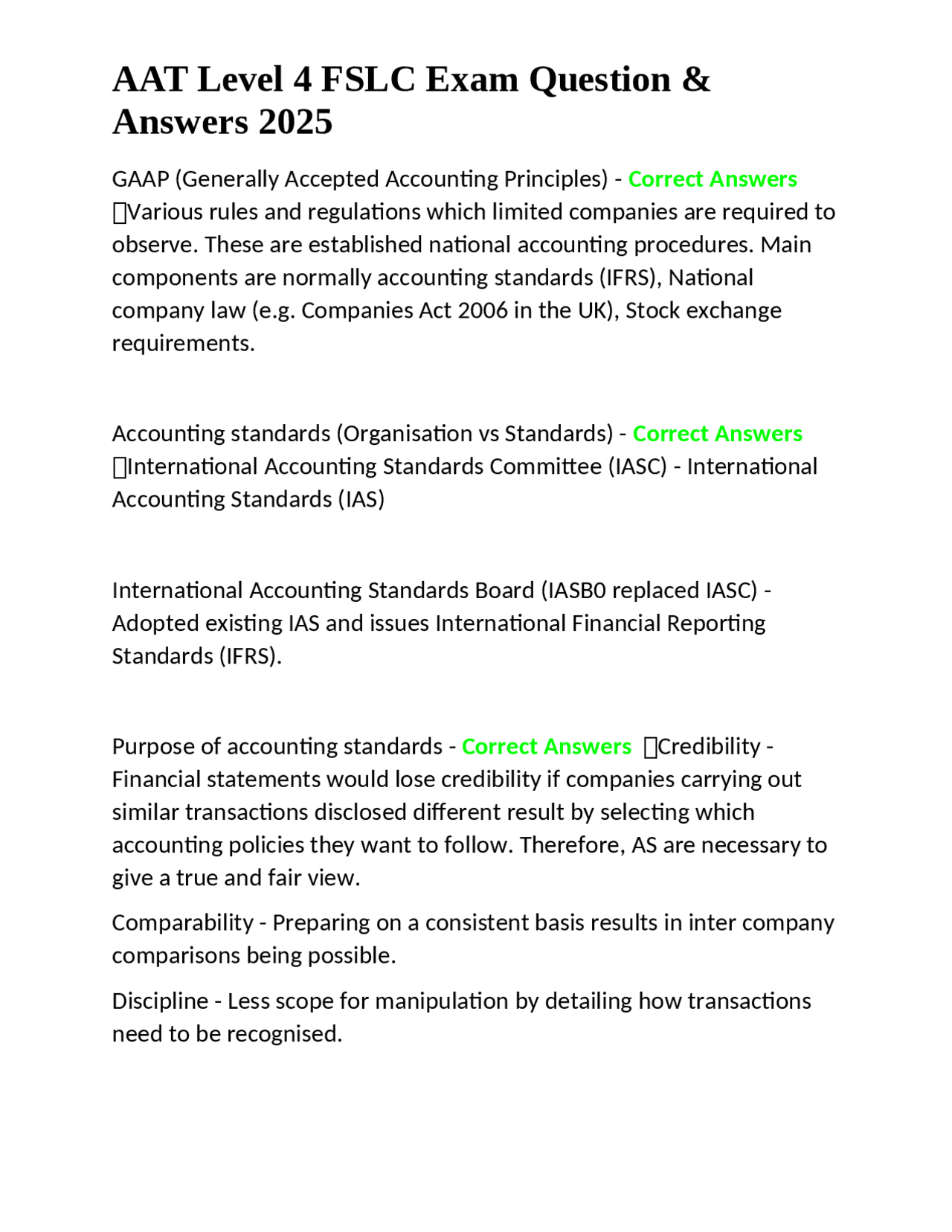 AAT Level 4 FSLC Exam Questions and Answers: GAAP and Accounting ...