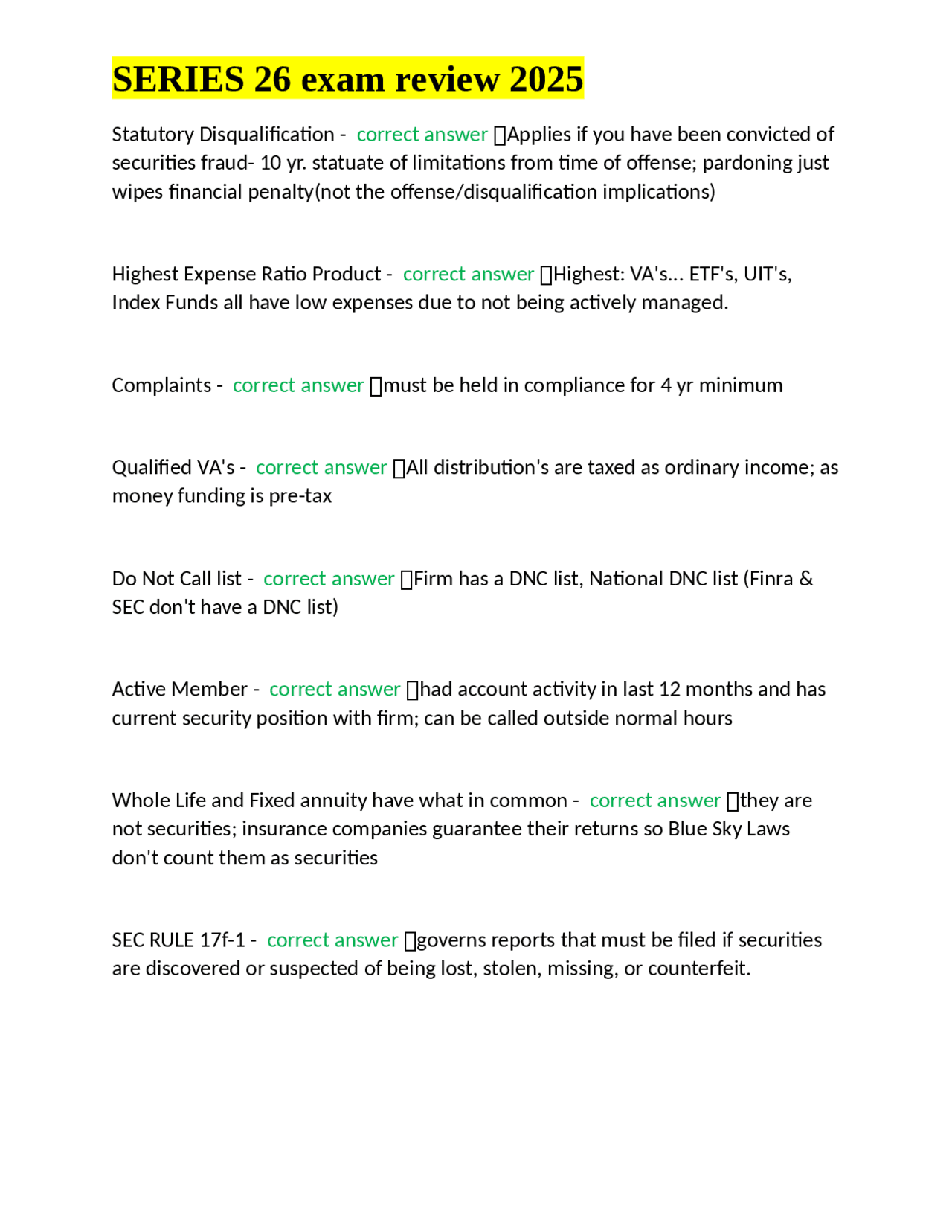 Series 26 Exam Review: Key Concepts and Practice Questions | Exams ...