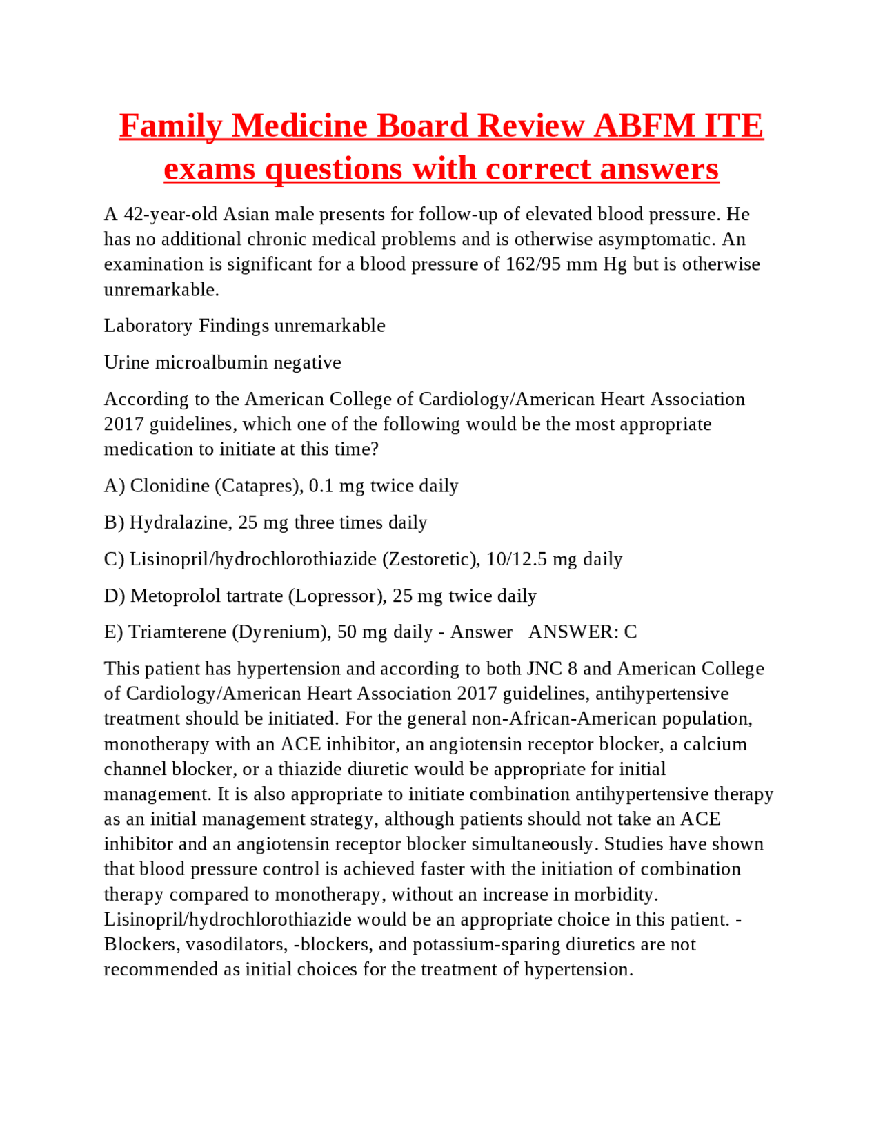 Family Medicine Board Review ABFM ITE: Practice Questions and Answers ...