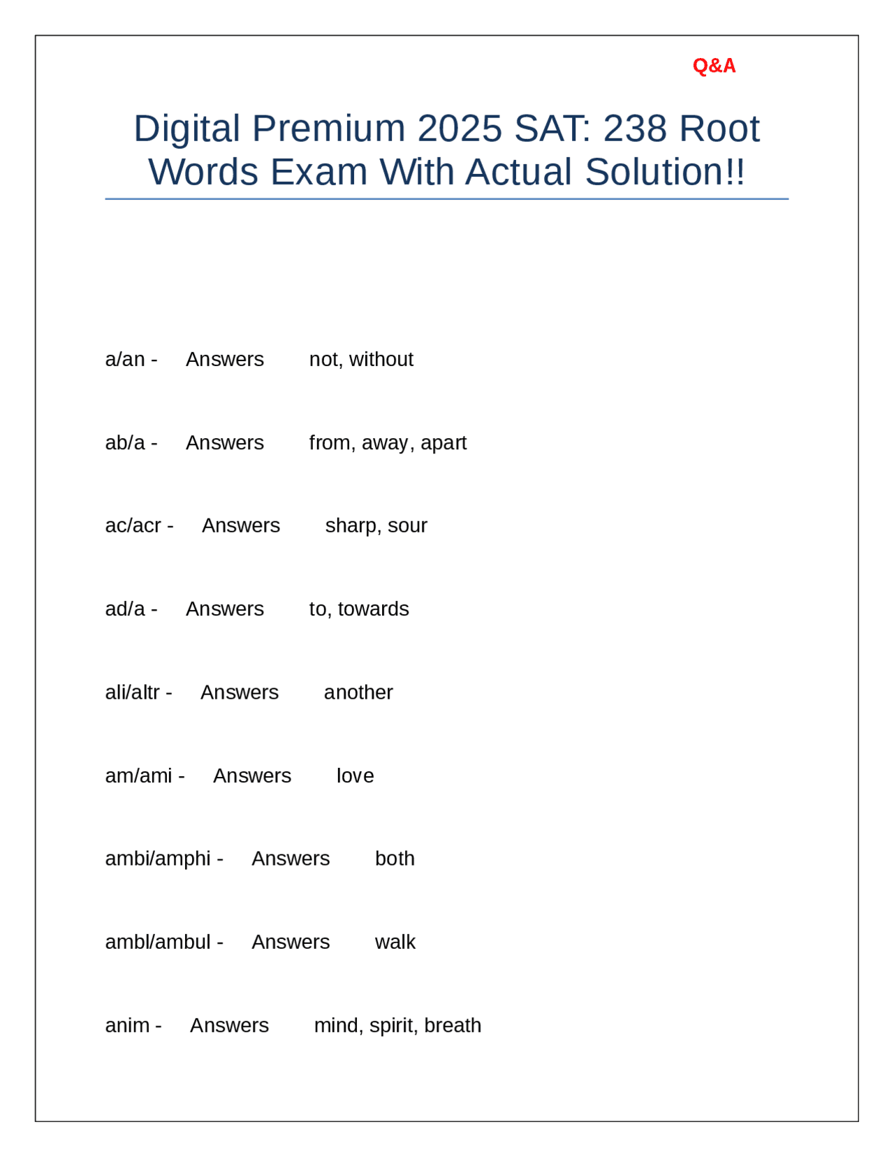 SAT Root Words: A Comprehensive Guide to 238 Essential Words | Exams ...
