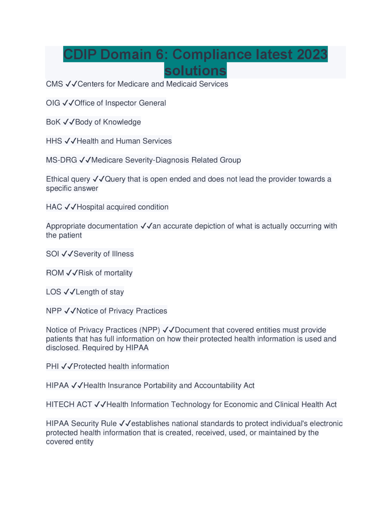 Healthcare Compliance: Definitions and Abbreviations | Exams Advanced ...