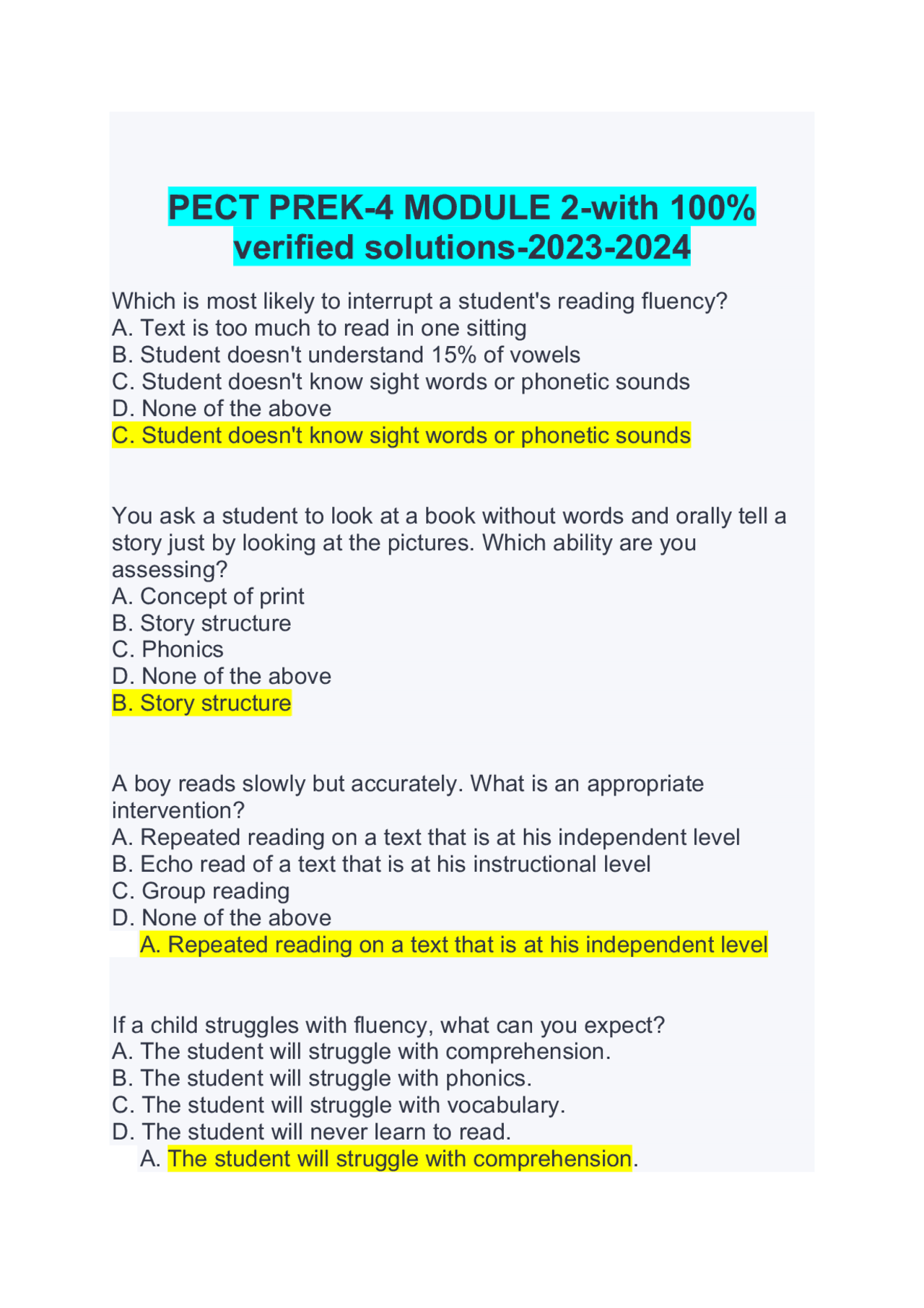 Early Childhood Education: Multiple Choice Questions and Answers ...