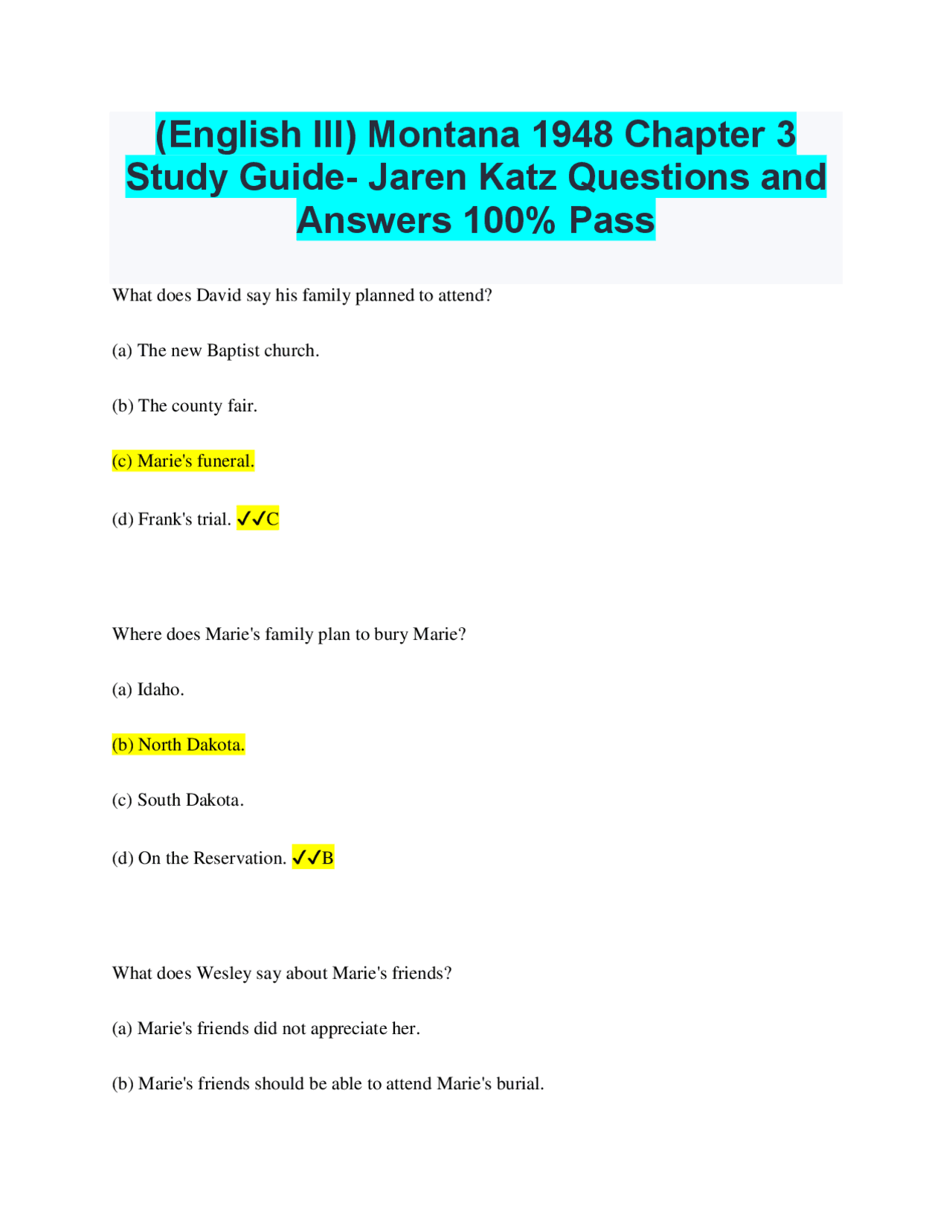 Montana 1948 Chapter 3 Study Guide: Questions and Answers | Exams ...