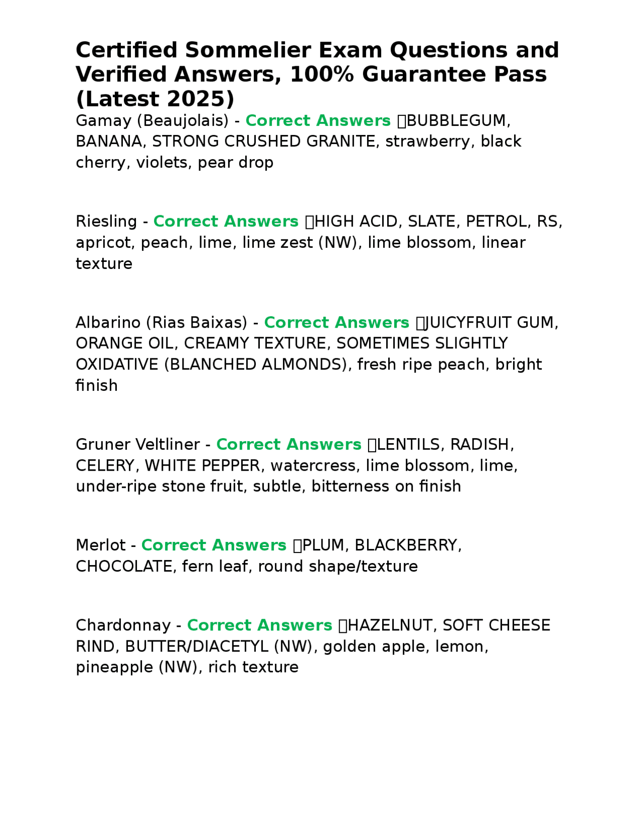 Certified Sommelier Exam Questions and Answers: Wine Tasting and ...