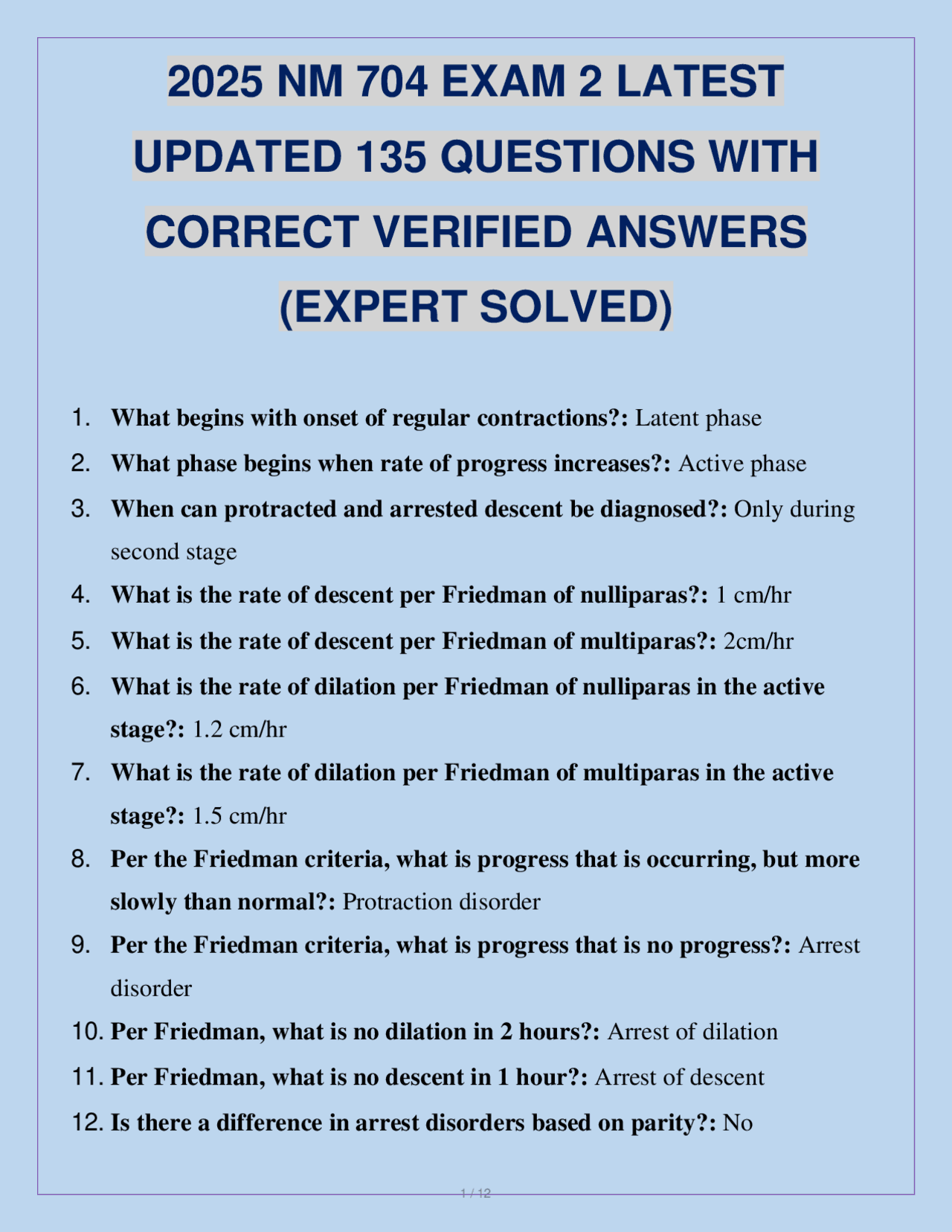 2025 NM 704 EXAM 2 LATEST UPDATED 135 QUESTIONS WITH CORRECT VERIFIED ...