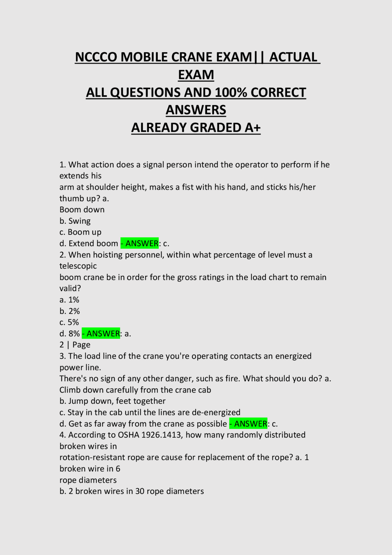 NCCCO Mobile Crane Exam: Practice Questions and Answers | Exams Machine ...