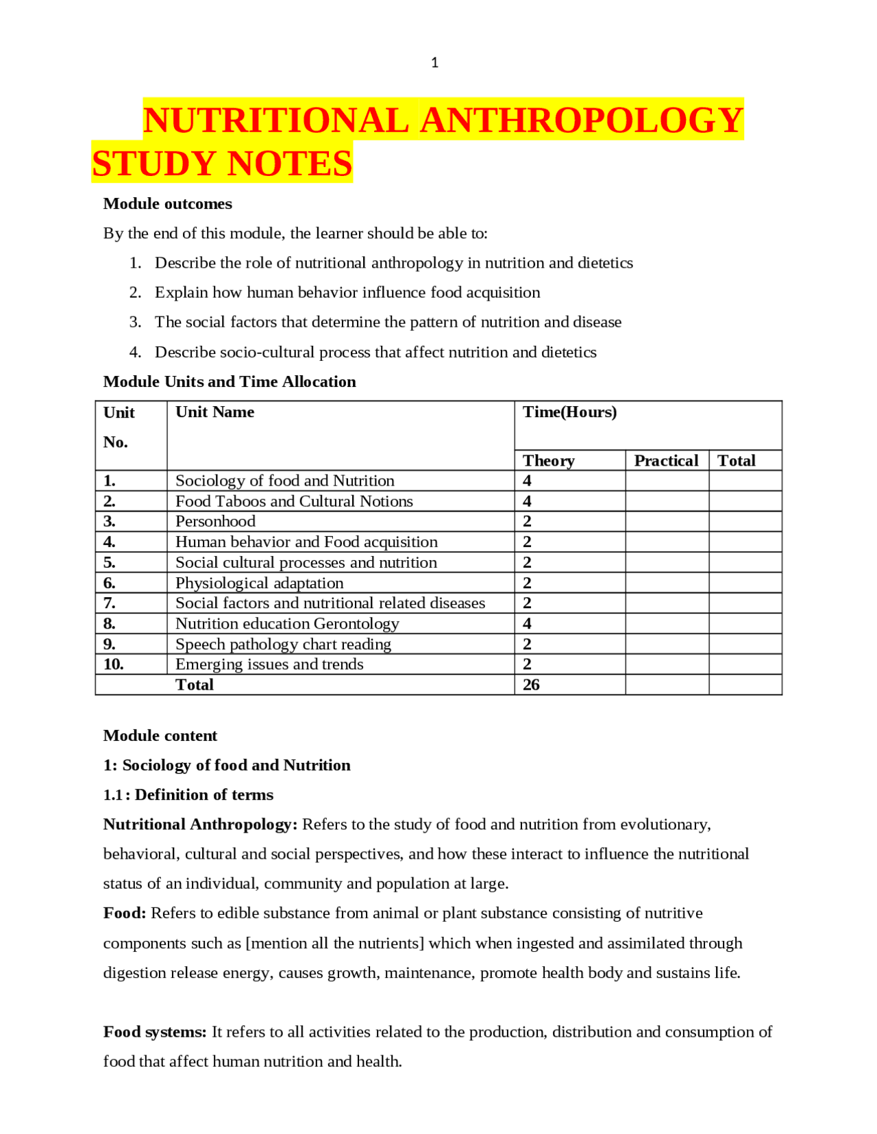 Nutritional Anthropology Study Notes: Exploring Food, Culture, and ...