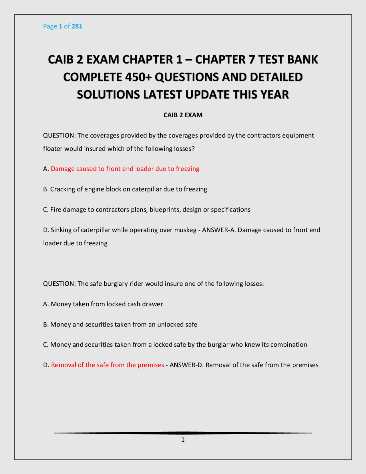 CAIB 2 EXAM CHAPTER 1 – CHAPTER 7 TEST BANK COMPLETE 450+ QUESTIONS AND ...