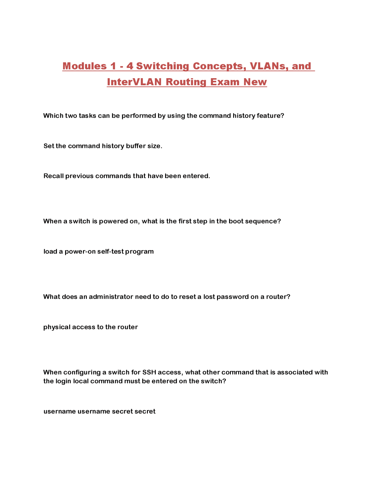 Modules 1 4 Switching Concepts Vlans And Intervlan Routing Exam New Exams Computer Systems