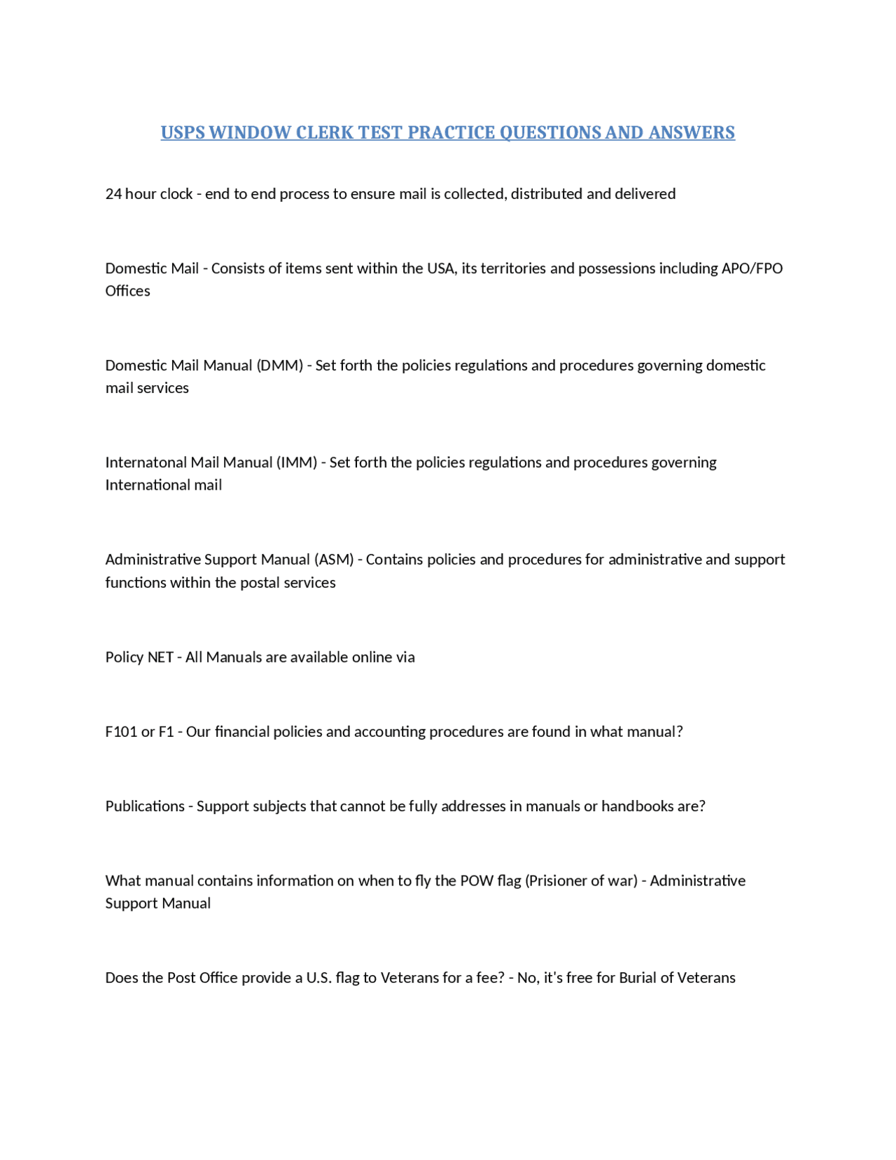 USPS Window Clerk Test Practice Questions and Answers | Exams Advanced ...