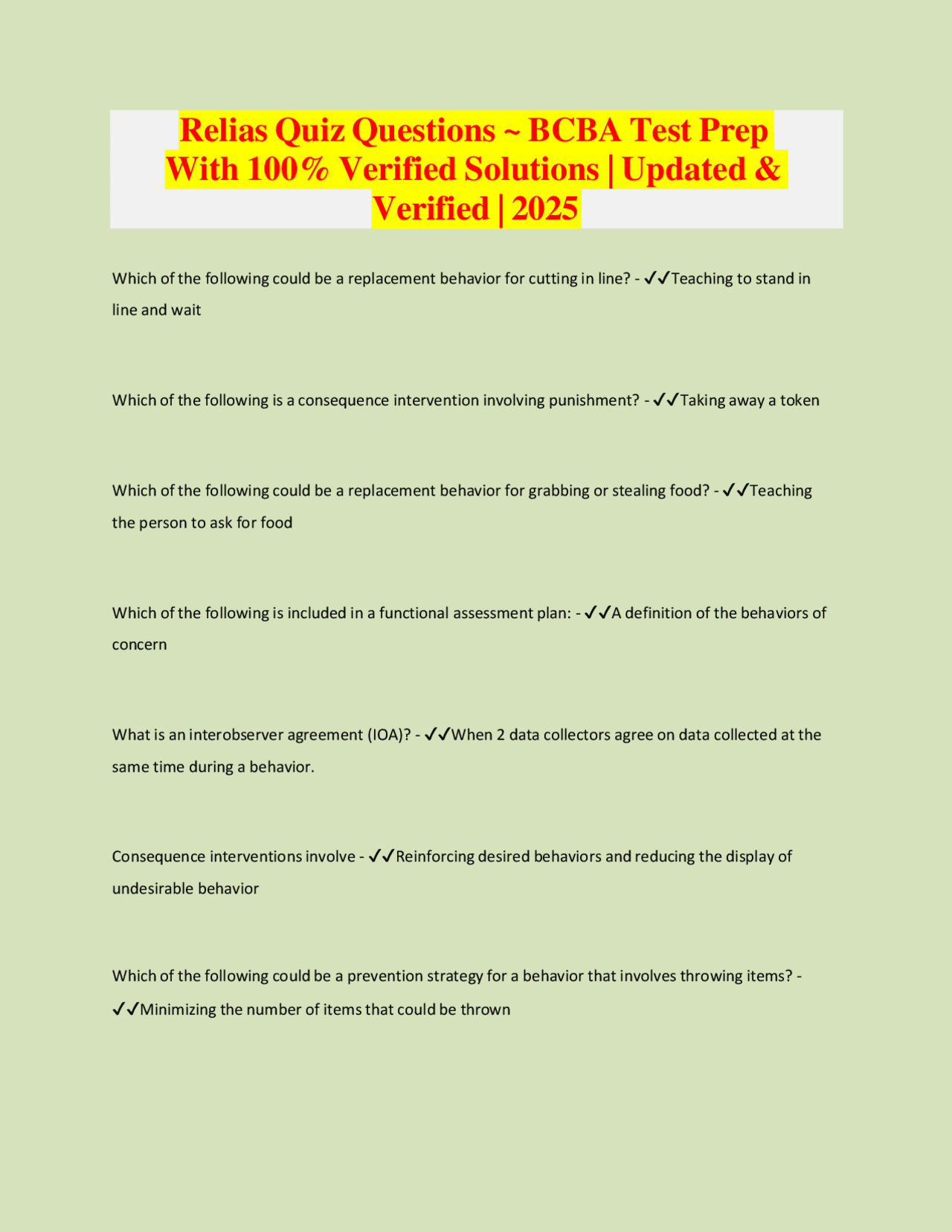 BCBA Test Prep: Quiz Questions and Answers | Exams Learning disability ...