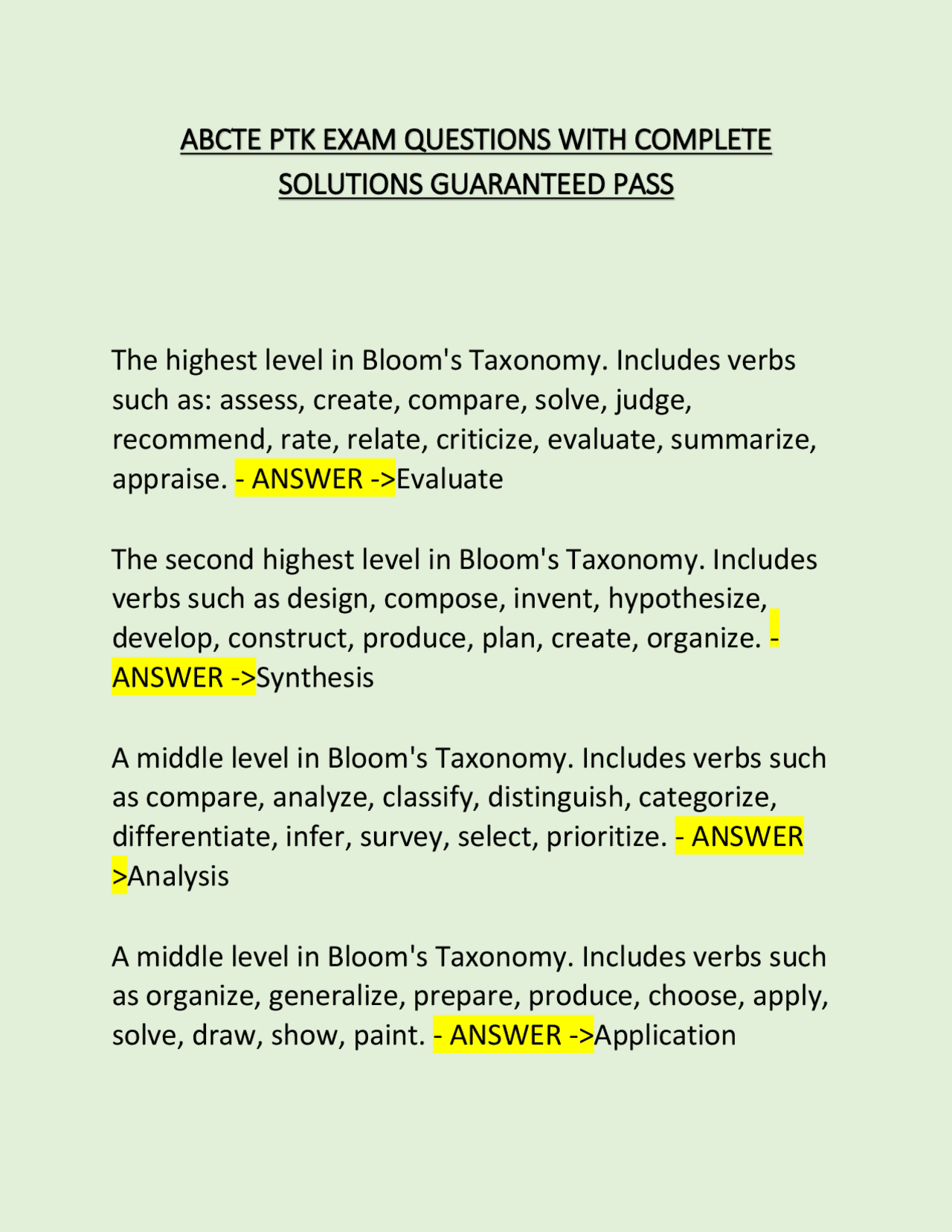 ABCTE PTK Exam: Bloom's Taxonomy & Educational Principles | Exams ...