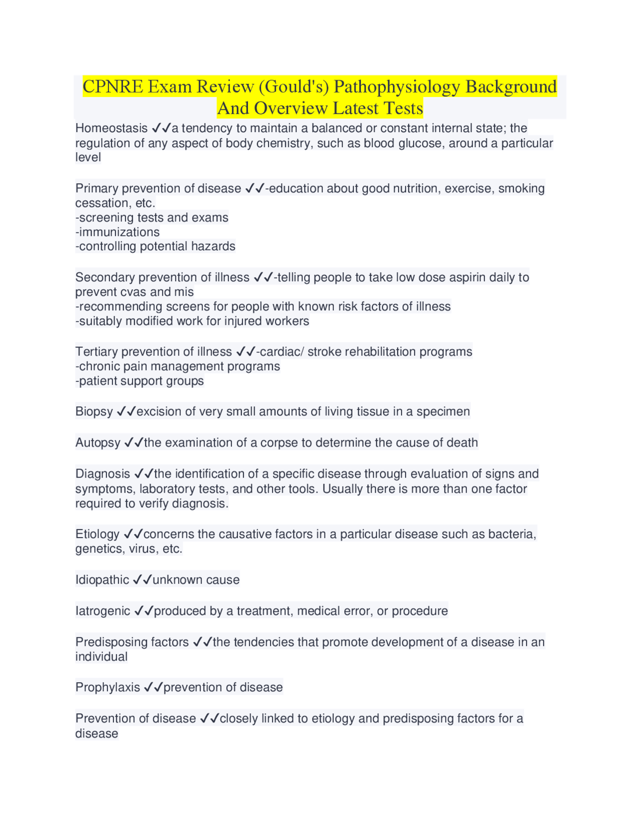 CPNRE Exam Review (Gould's) Pathophysiology Background And Overview ...