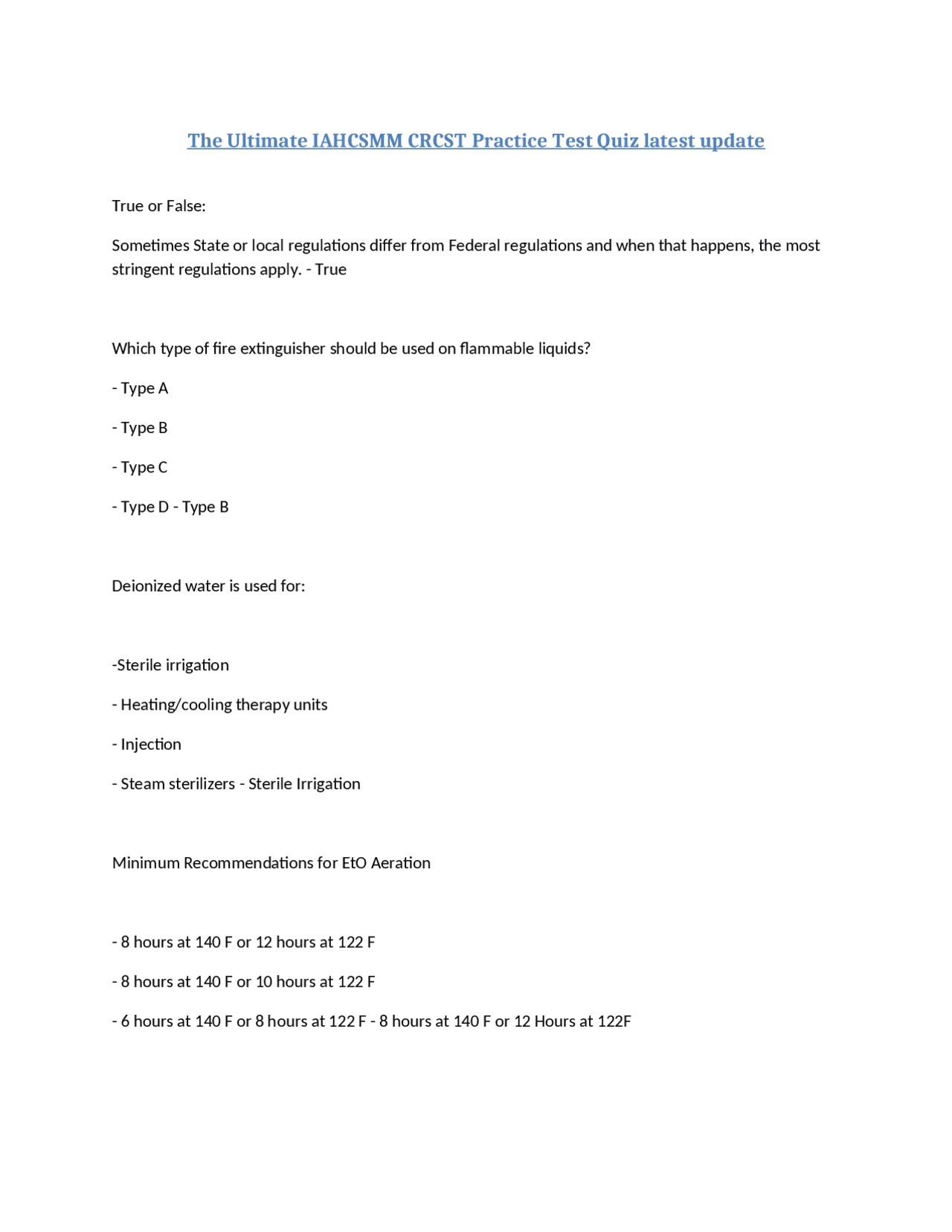 CRCST Practice Test: Sterilization & Decontamination Review | Exams ...