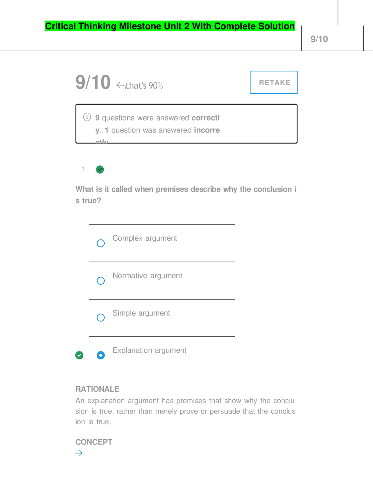 Critical Thinking Milestone Unit 2: Exercises and Questions | Exams ...