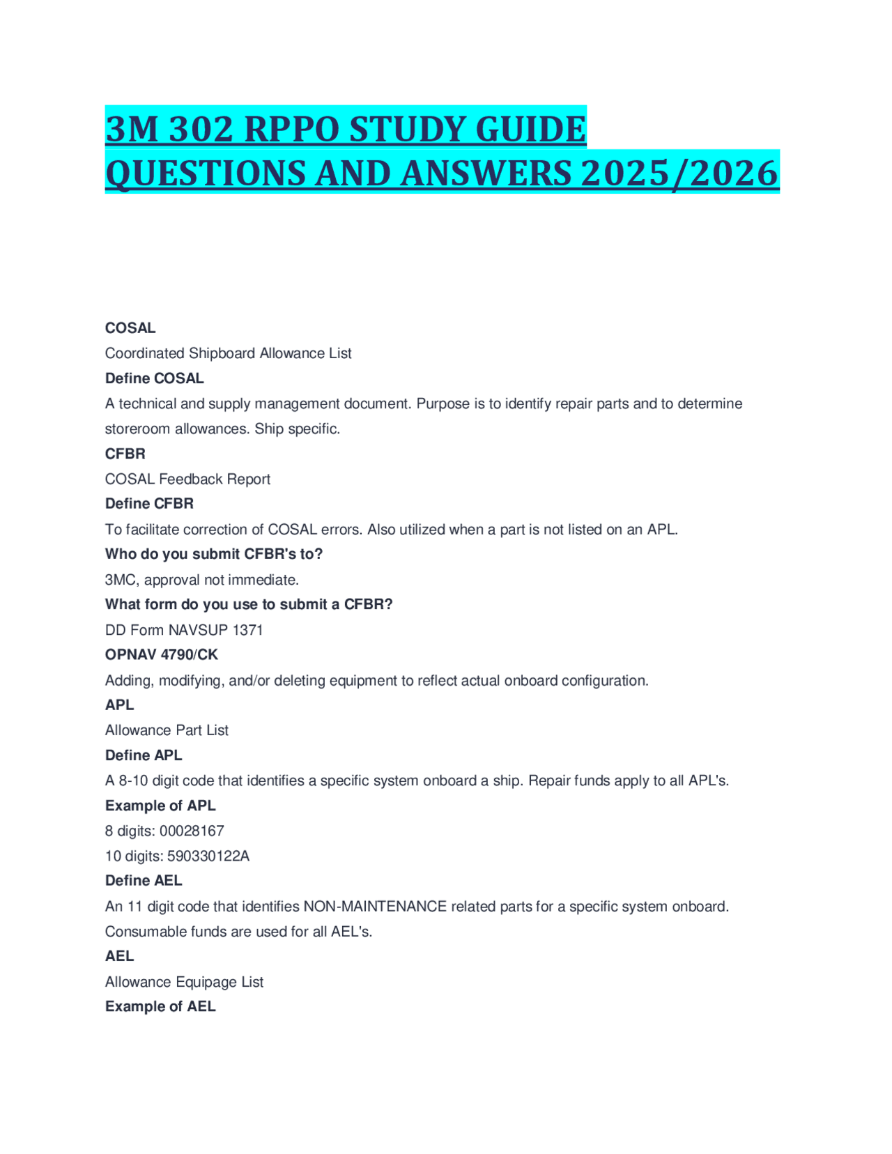 3M 302 RPPO Study Guide: Questions & Answers | Exams Business ...
