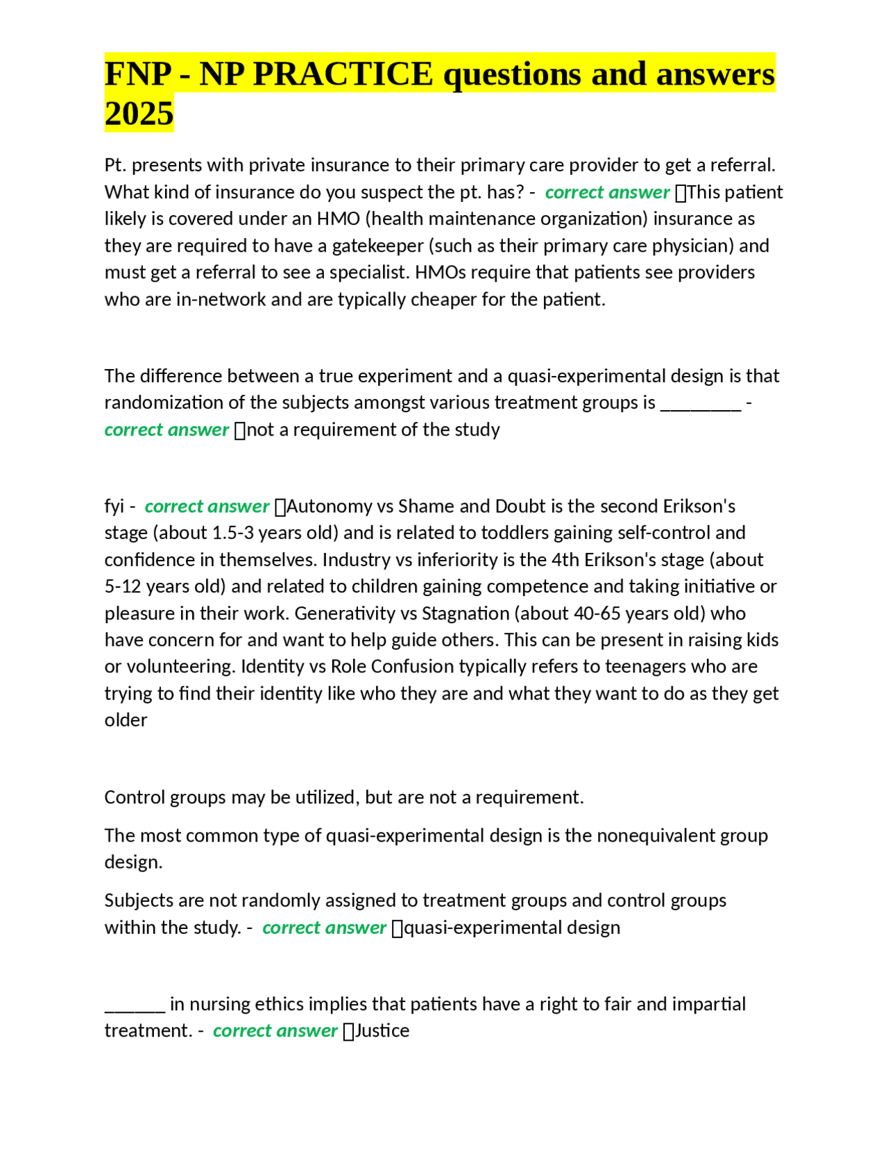 FNP - NP PRACTICE Questions and Answers: A Comprehensive Guide for ...