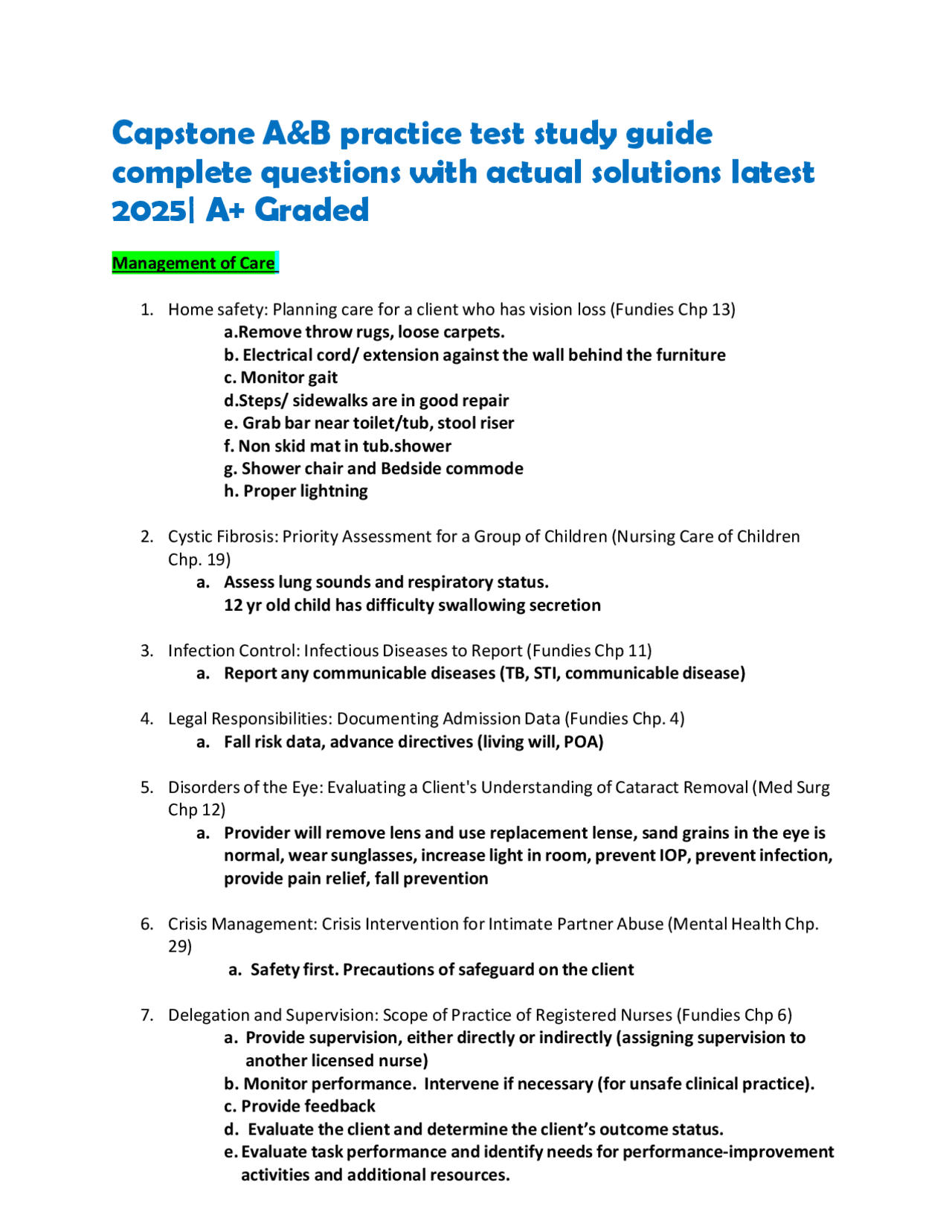 Capstone A&B practice test study guide complete questions with actual ...