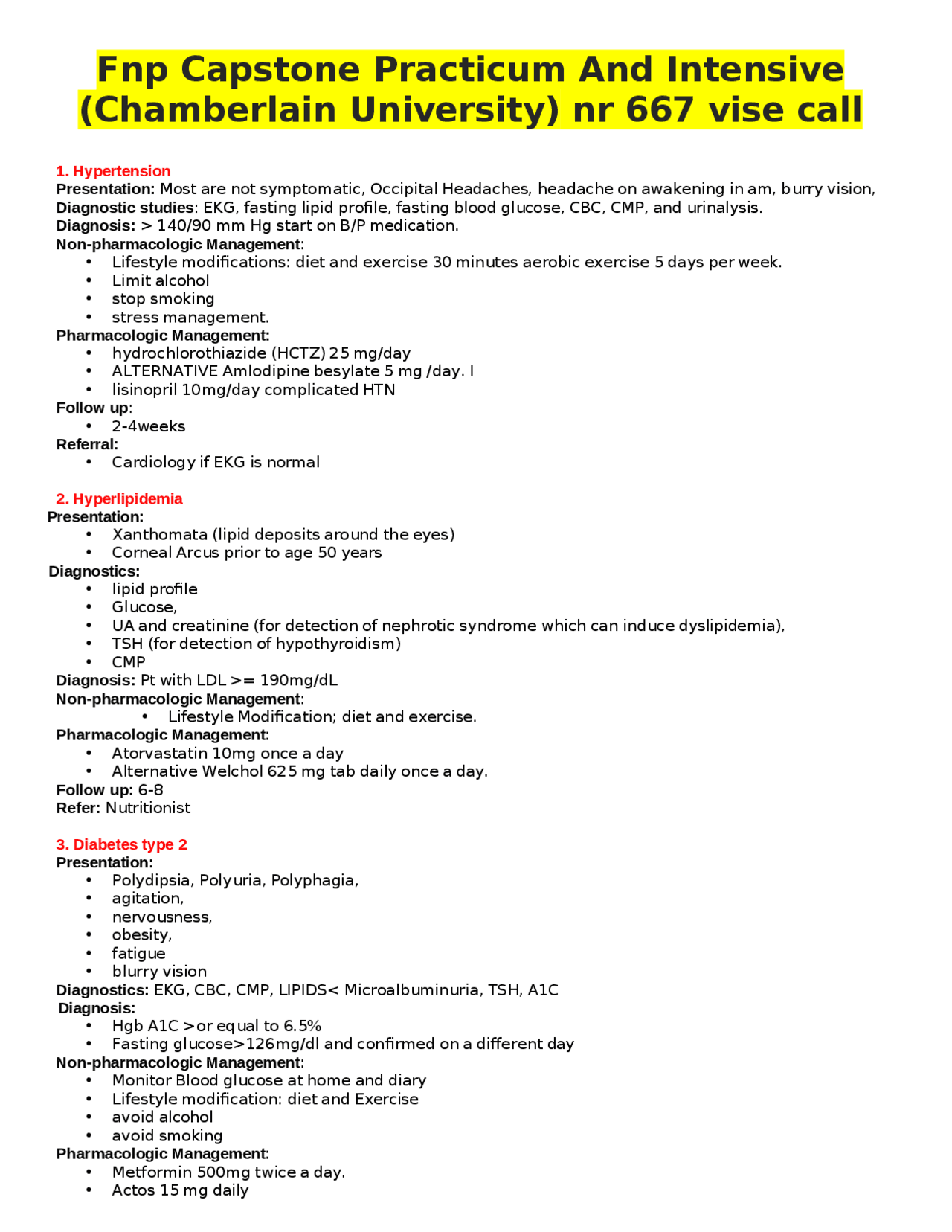 Fnp Capstone Practicum And Intensive (Chamberlain University) nr 667 ...