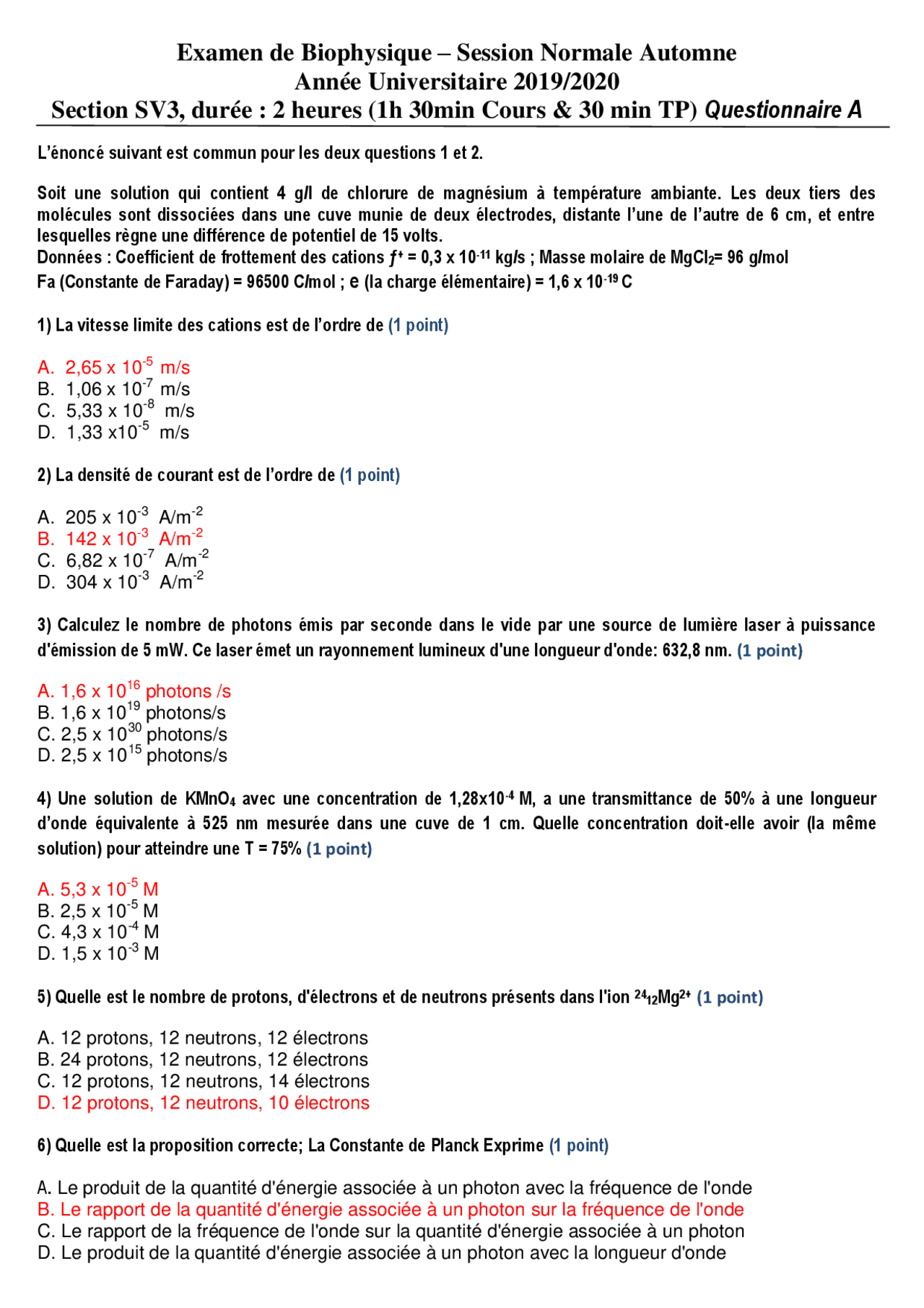 Exercice corrigé qcm et autre | Exercises Logistics | Docsity