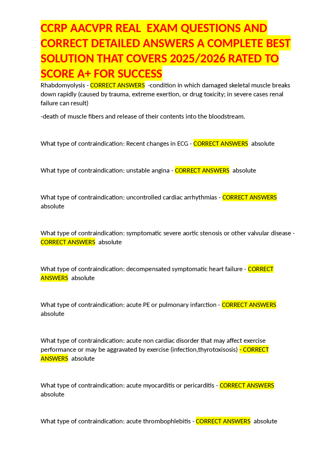 CCRP AACVPR Exam Questions and Answers: A Comprehensive Guide for 2025/ ...