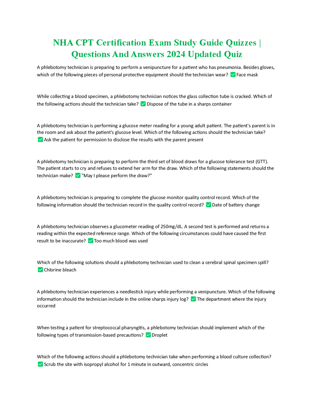 NHA CPT Certification Exam Study Guide Quizzes | Questions And Answers ...