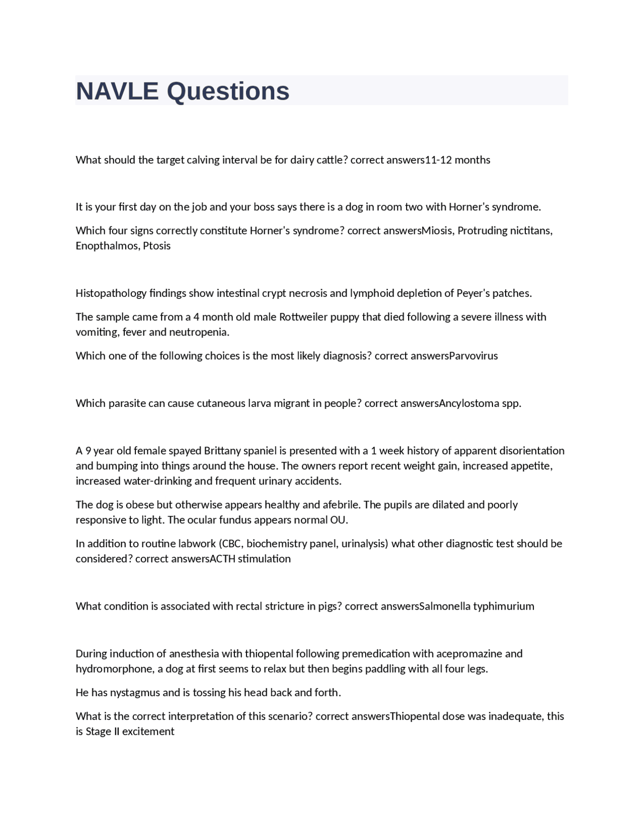 NAVLE Questions: Veterinary Medicine Practice Exam | Exams Nursing ...