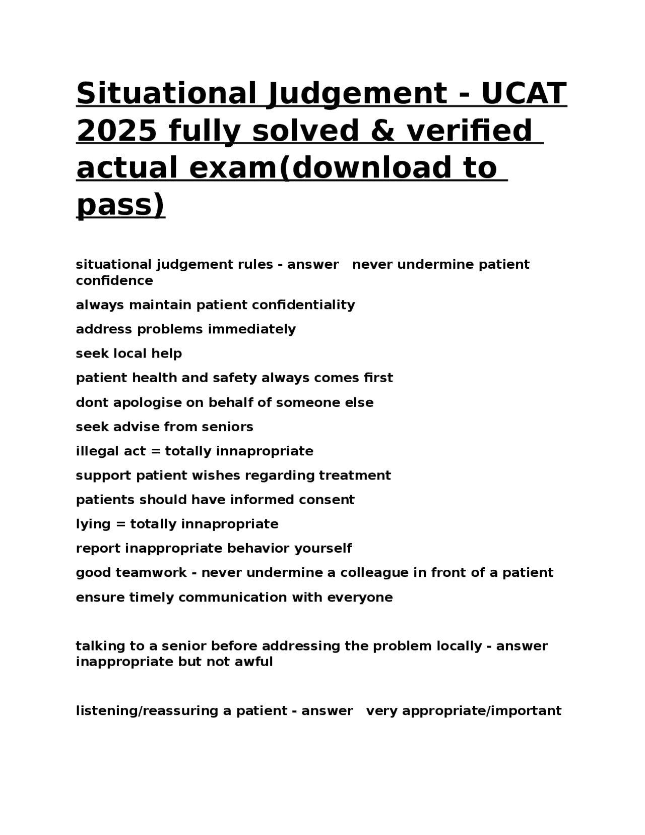 Situational Judgement - UCAT 2025 fully solved & verified actual exam ...