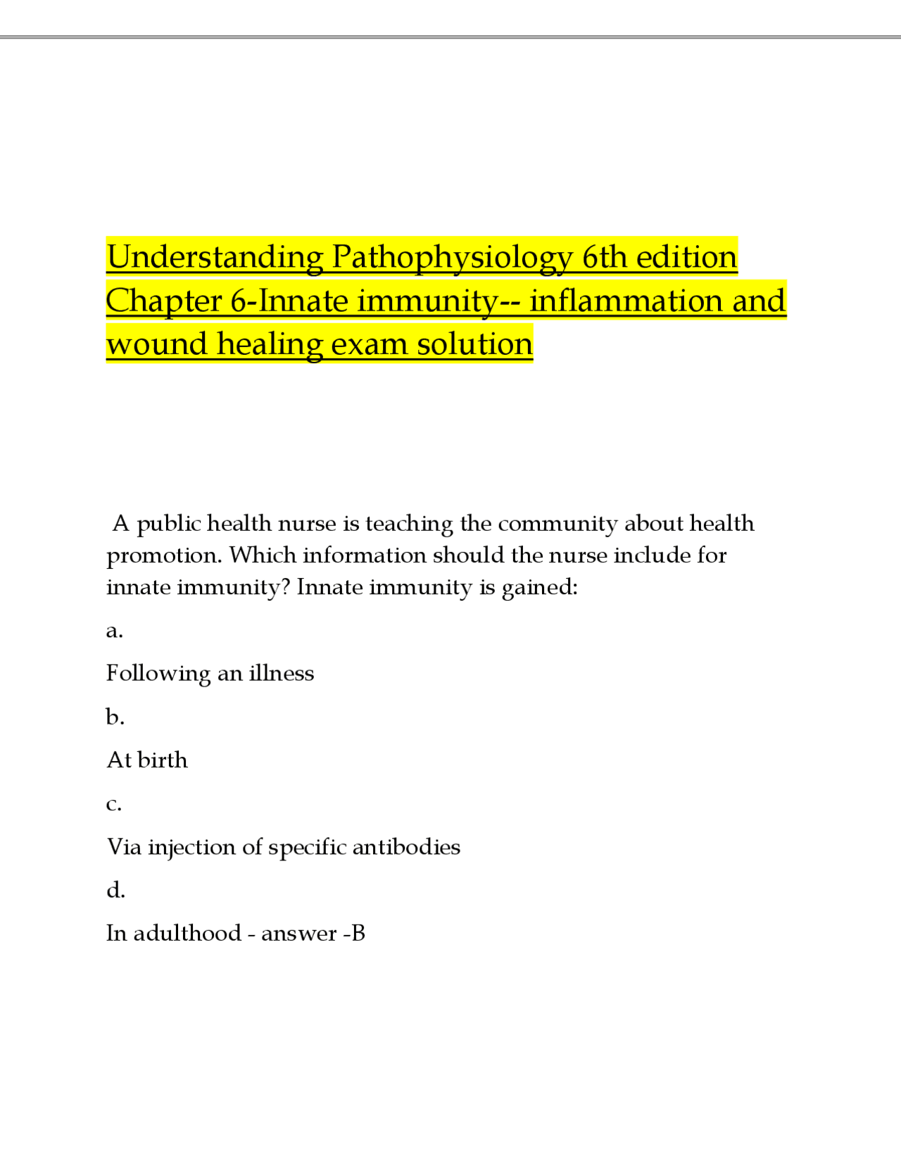 Understanding Pathophysiology 6th edition Chapter 6-Innate immunity ...