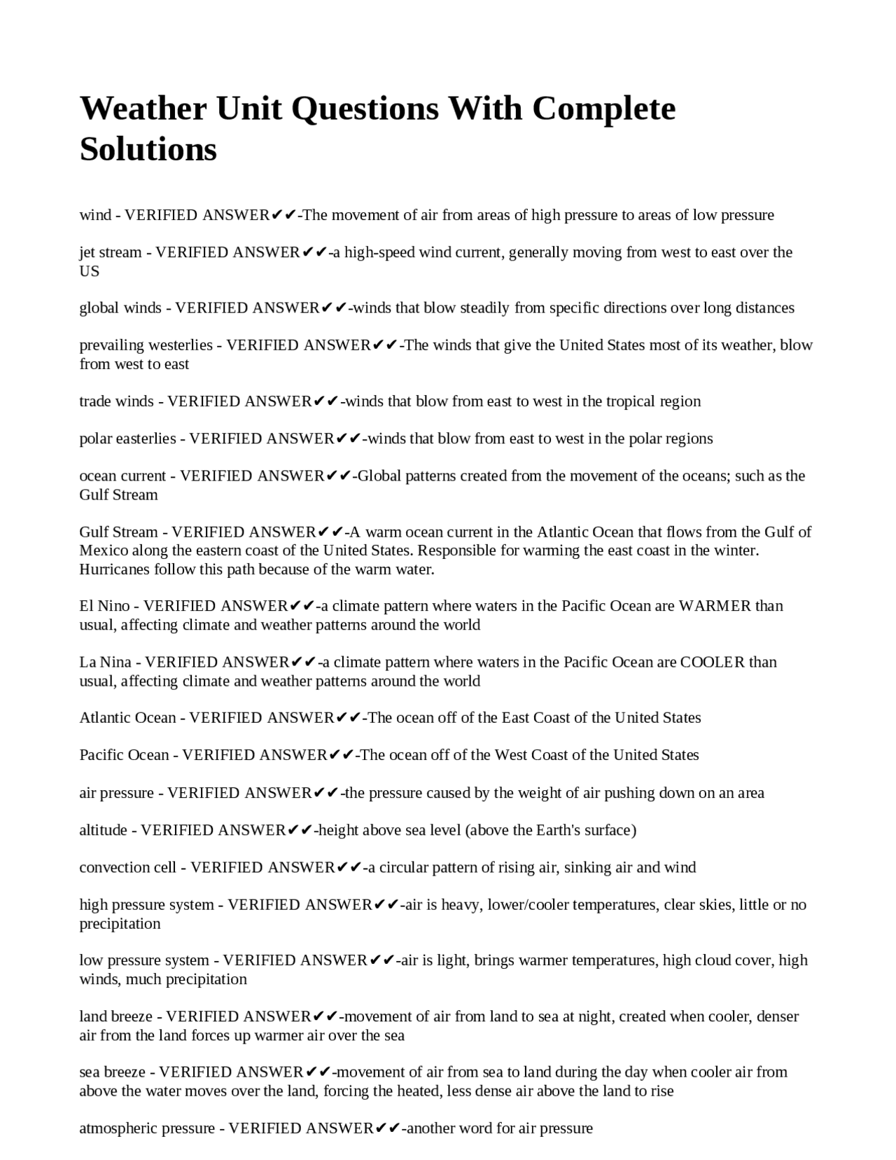 Weather Unit Questions and Answers: A Comprehensive Guide to ...