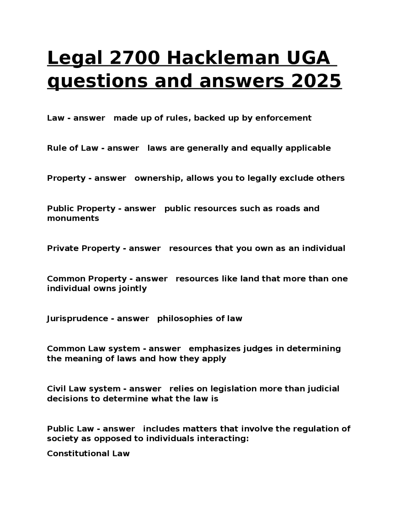 Introduction to Legal Concepts: Definitions and Explanations | Exams ...