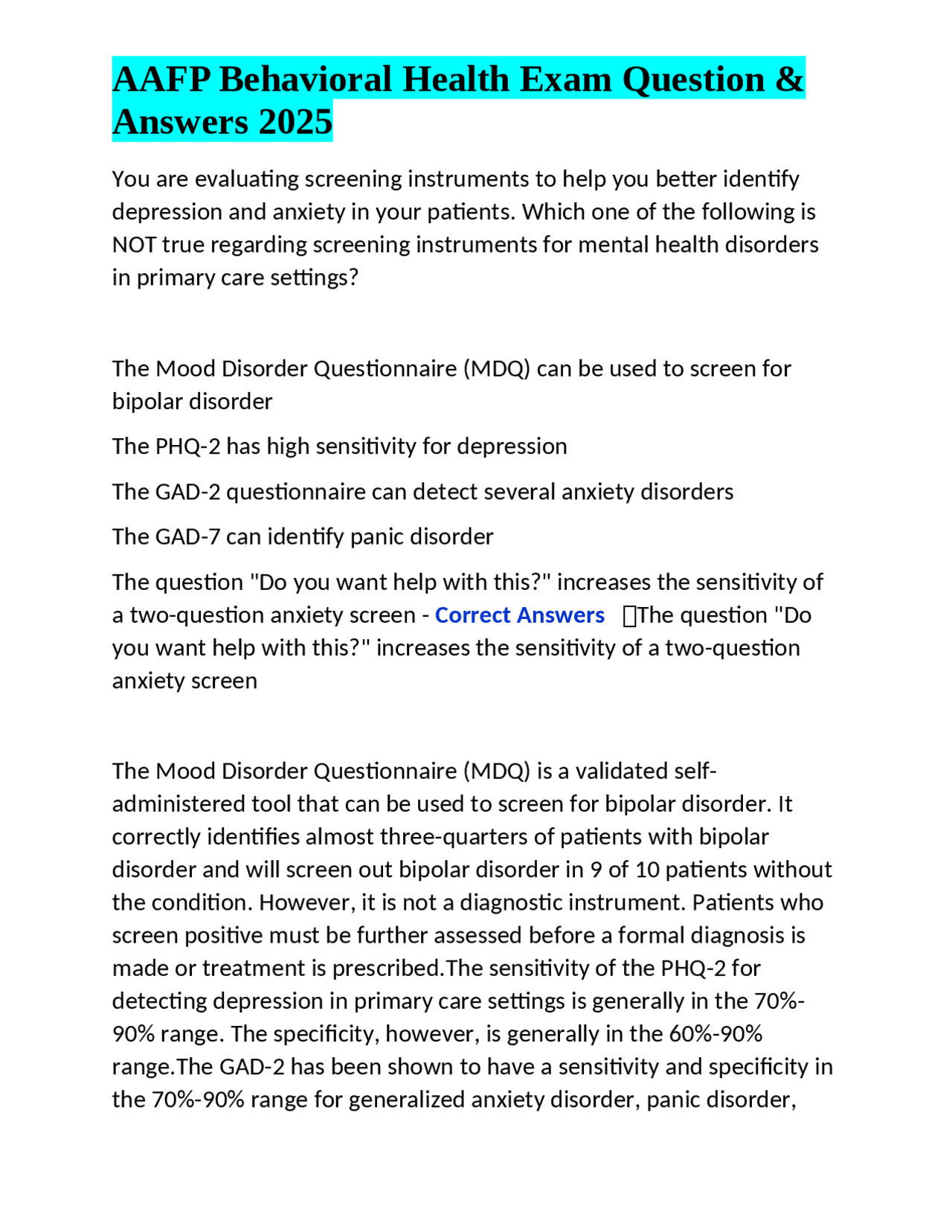 AAFP Behavioral Health Exam: 2025 Guide for Medical Professionals ...