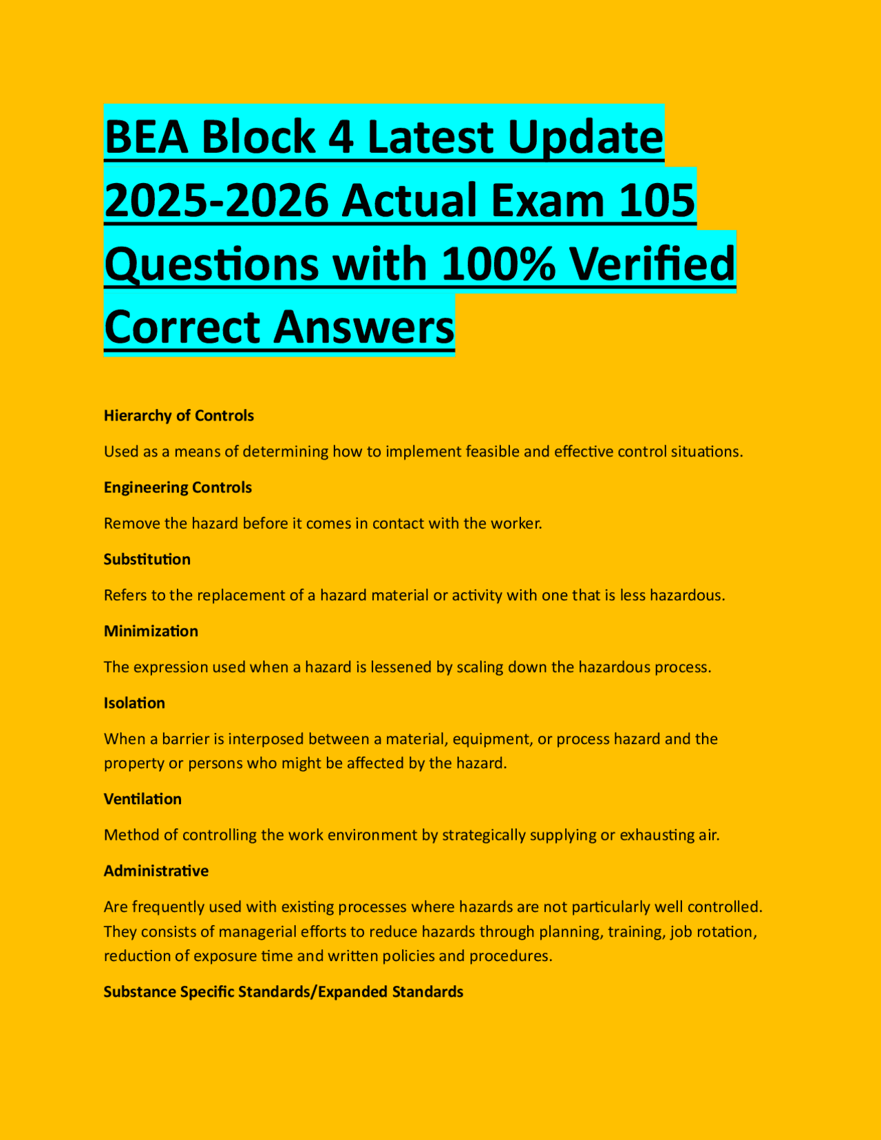 BEA Block 4 Latest Update 2025-2026 Actual Exam 105 Questions with 100% ...